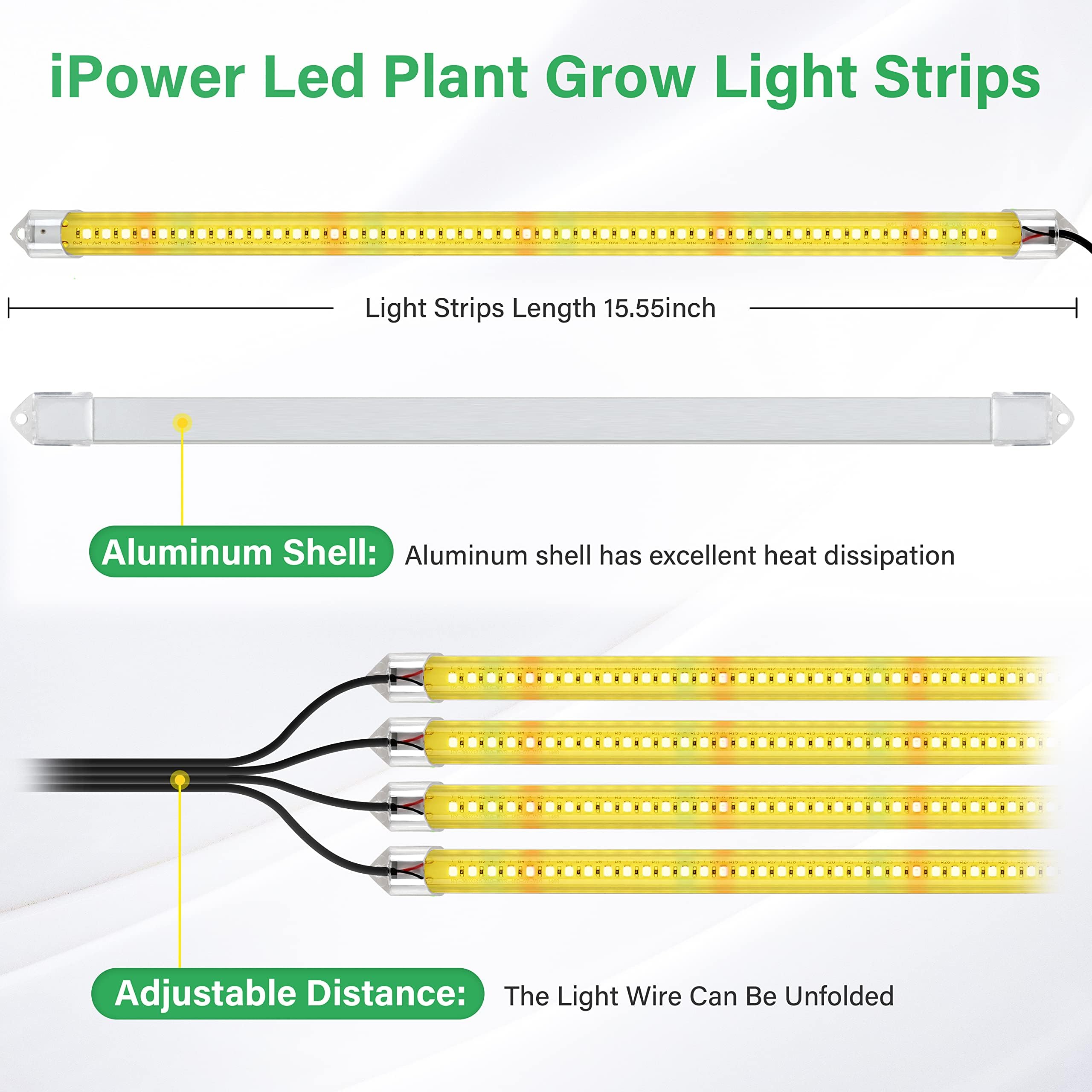 Snapklik.com : iPower 60W LED Plant Grow Light Strips Full Spectrum For ...