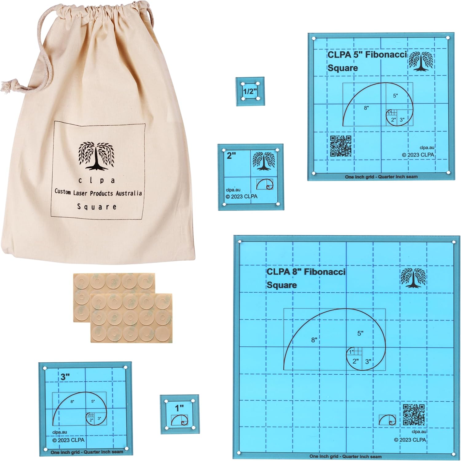 Amazon.com : CLPA Premium Fibonacci Quilting Squares - Set of Fibonacci ...
