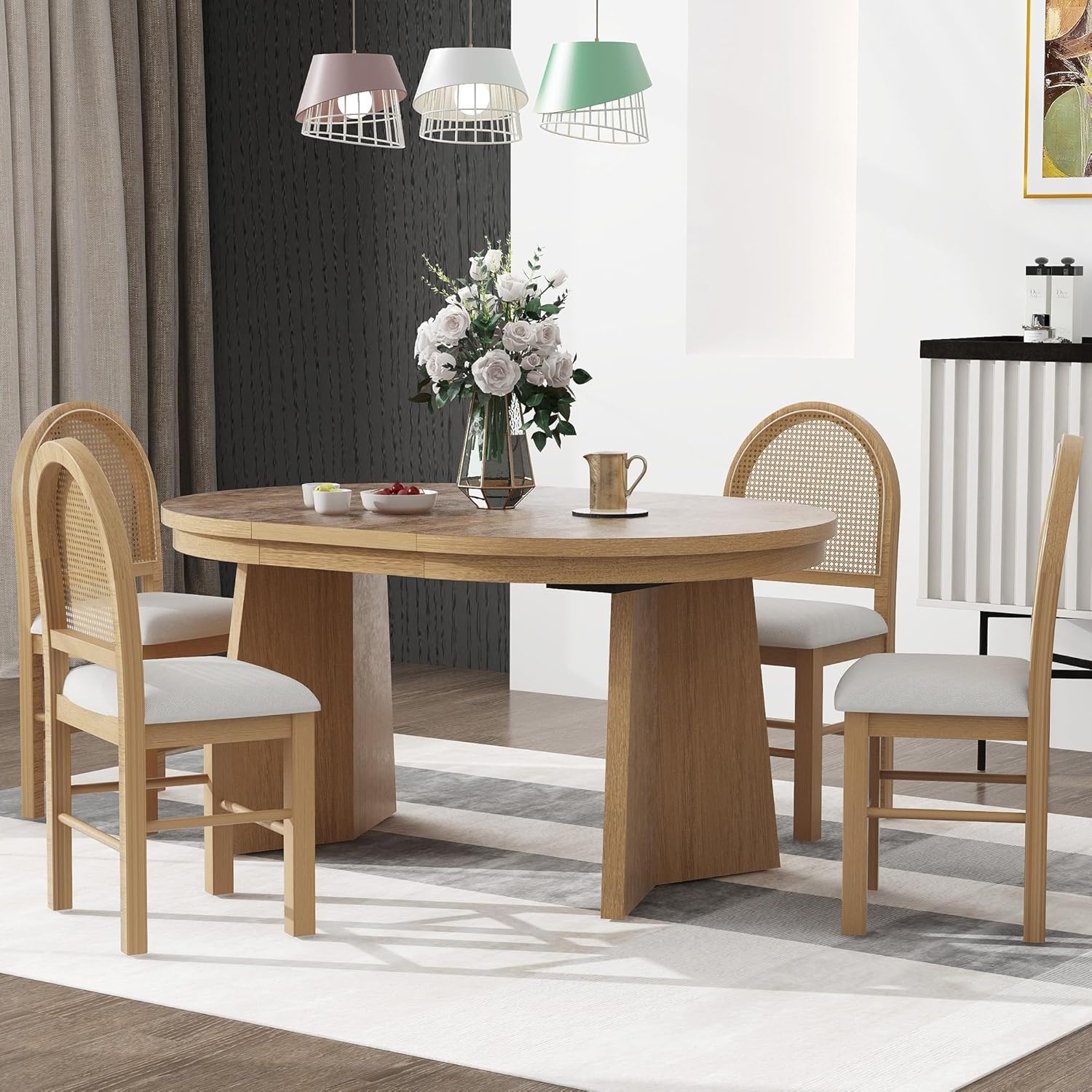 Amazon.com - VilroCaz 5-Piece Retro Functional Dining Set, Solid Wood ...