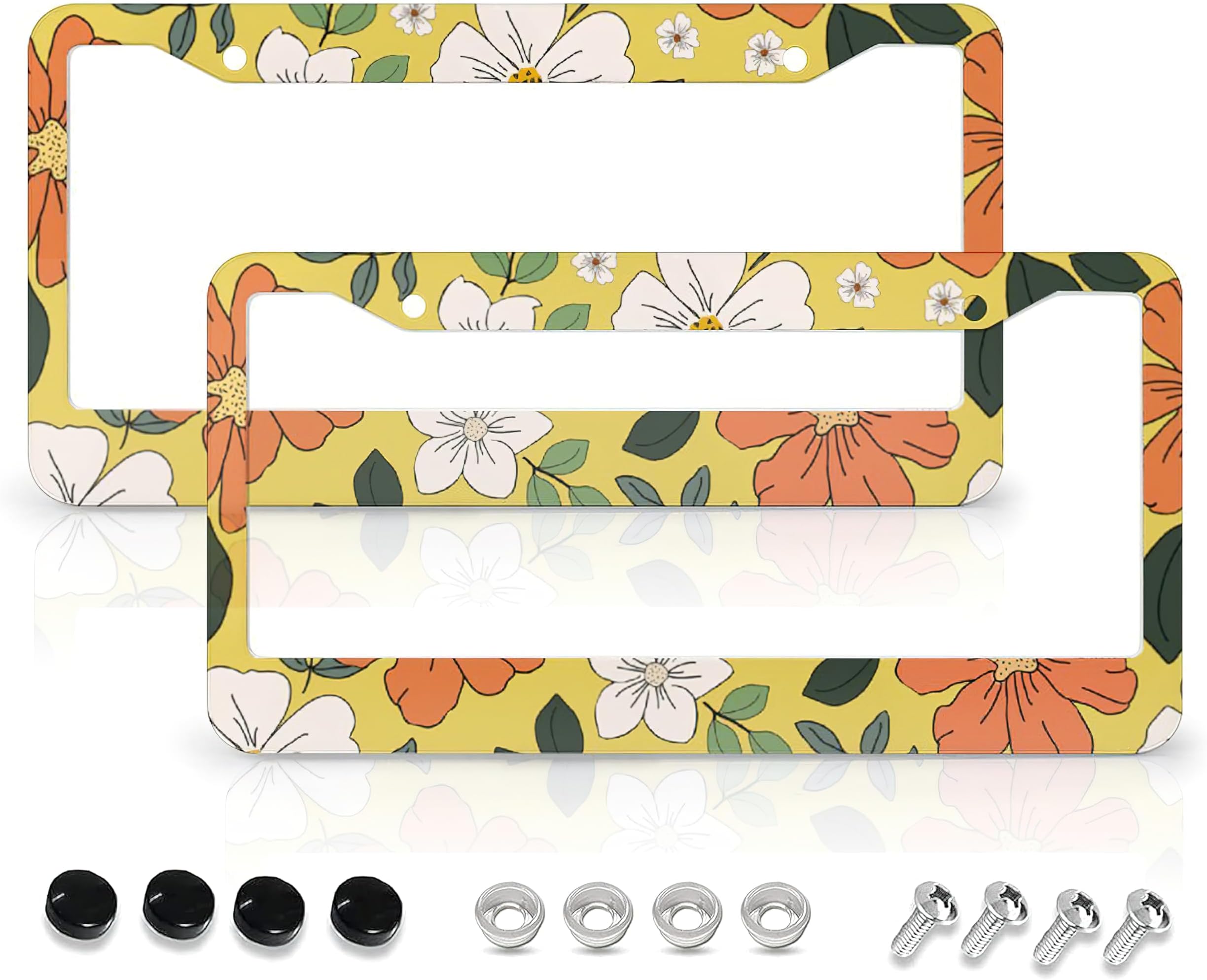 Amazon.com: Hippie Flowers License Plate Frames,Car Accessories License ...