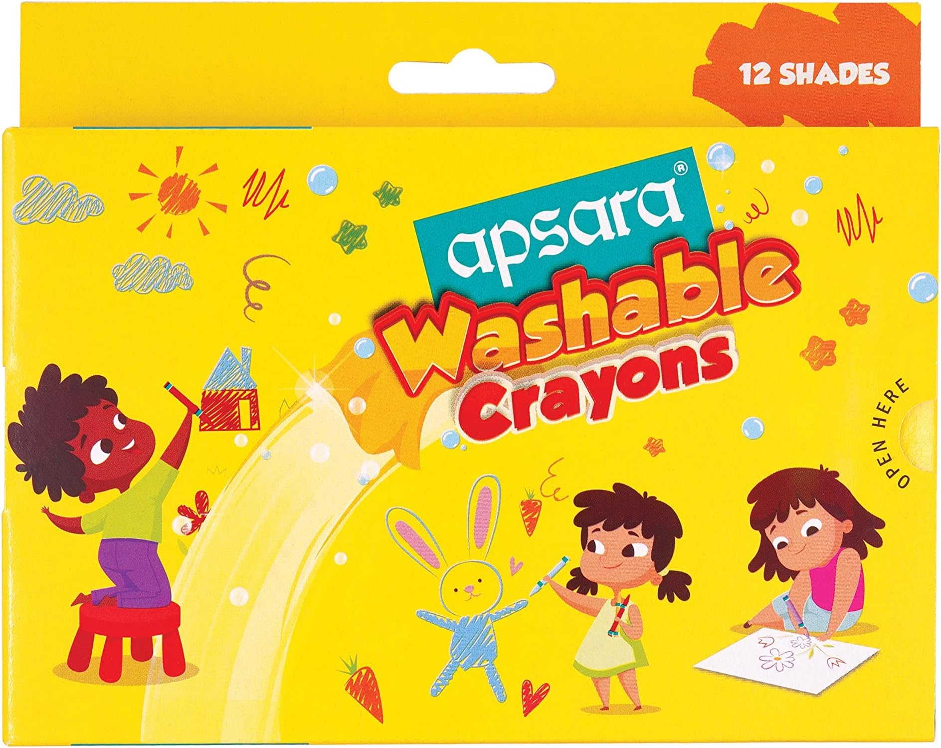 Apsara 12 Washable Crayons, Non-toxic Artistic Colours, Safe to Use ...