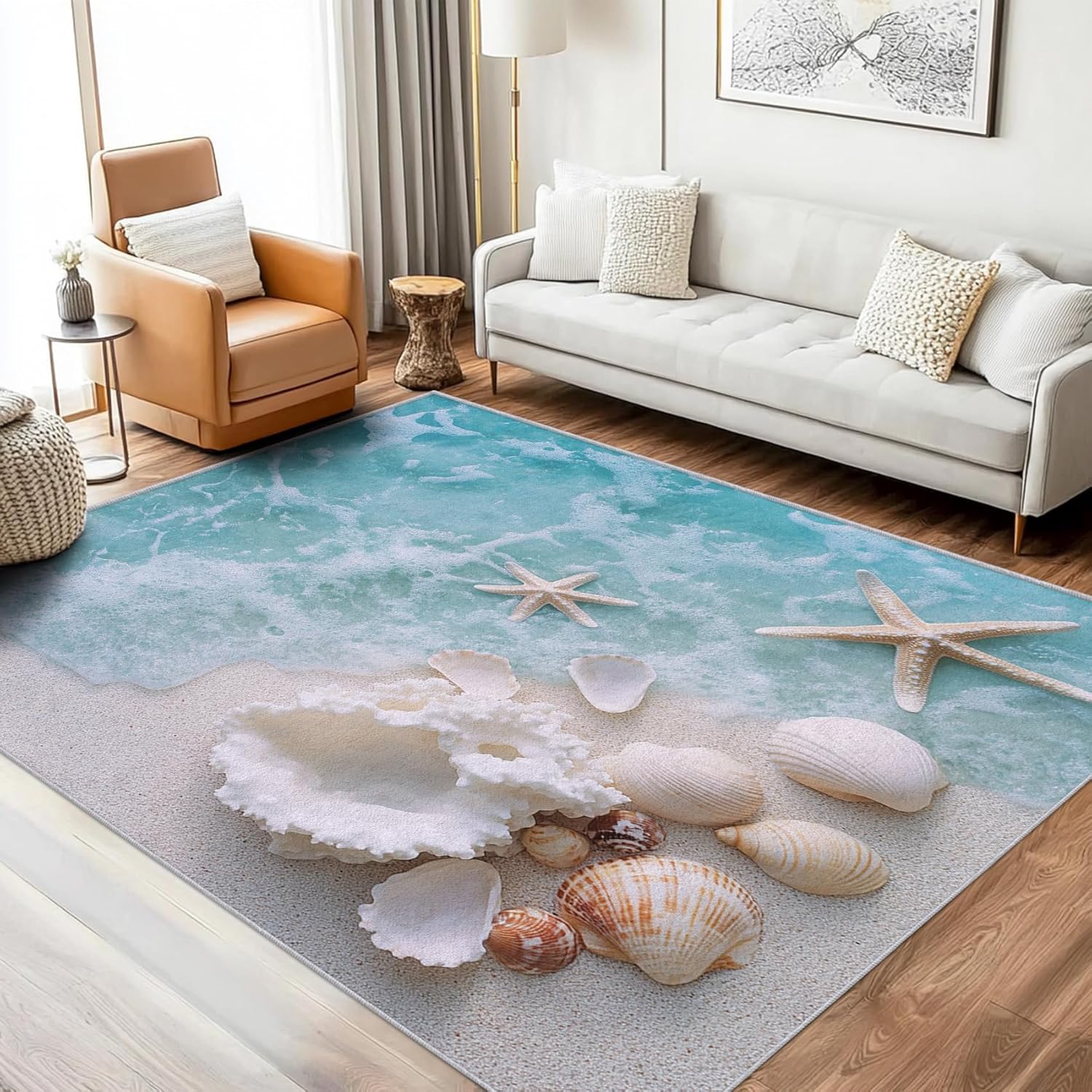 Amazon.com: NejTrenzy Ocean Beach Rug 3x5 for Bedroom, Coastal Starfish ...