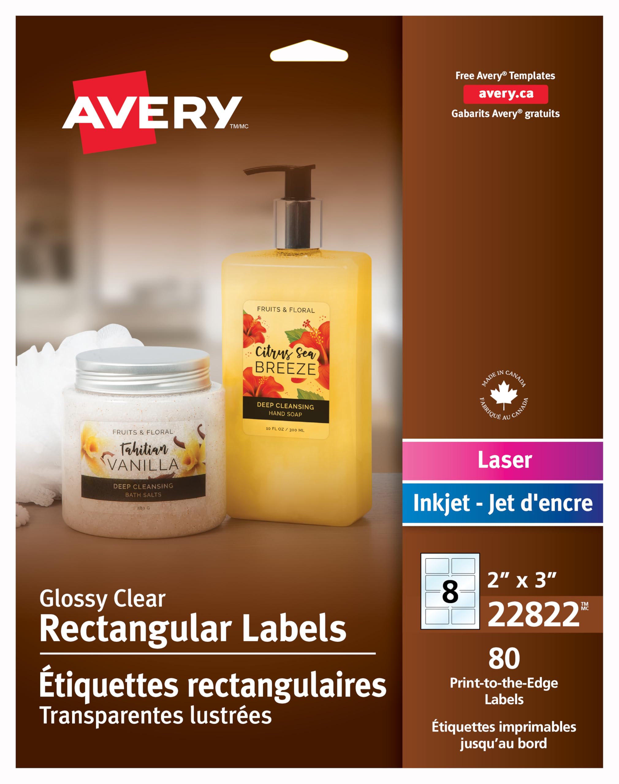 Avery Rectangular Labels, 2" x 3", Glossy Clear, Rectangle, 80 Labels ...