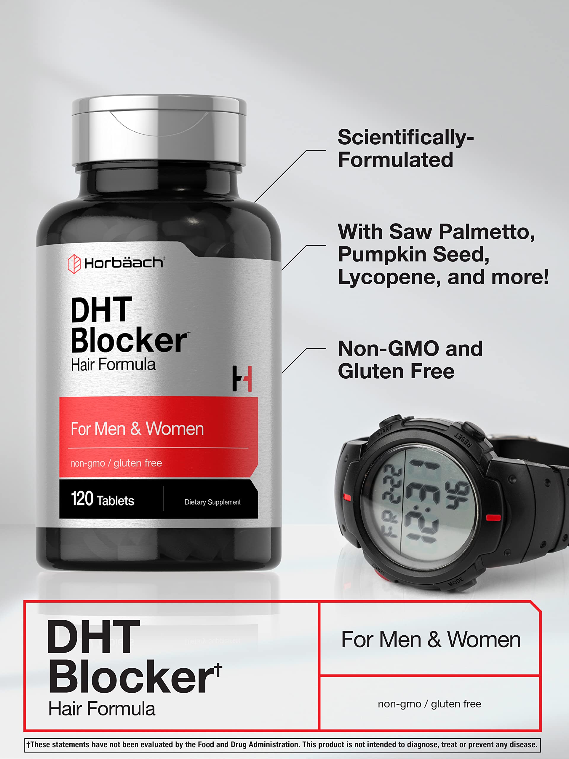 DHT Blocker | 120 Tablets | Non-GMO and Gluten Free Hair Formula Blend ...