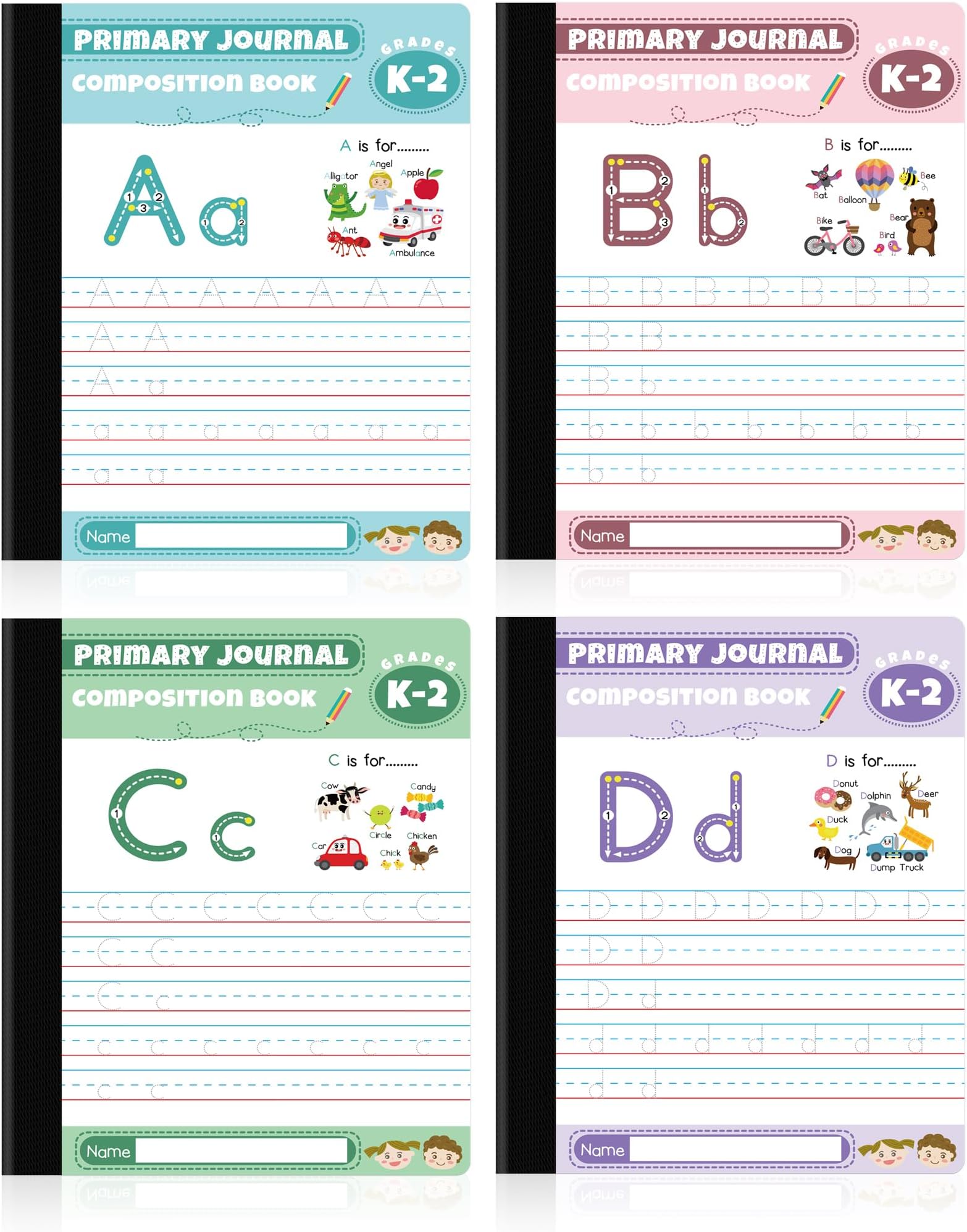 Amazon.com: SUNEE Cuadernos de composición primaria (paquete de 4 ...