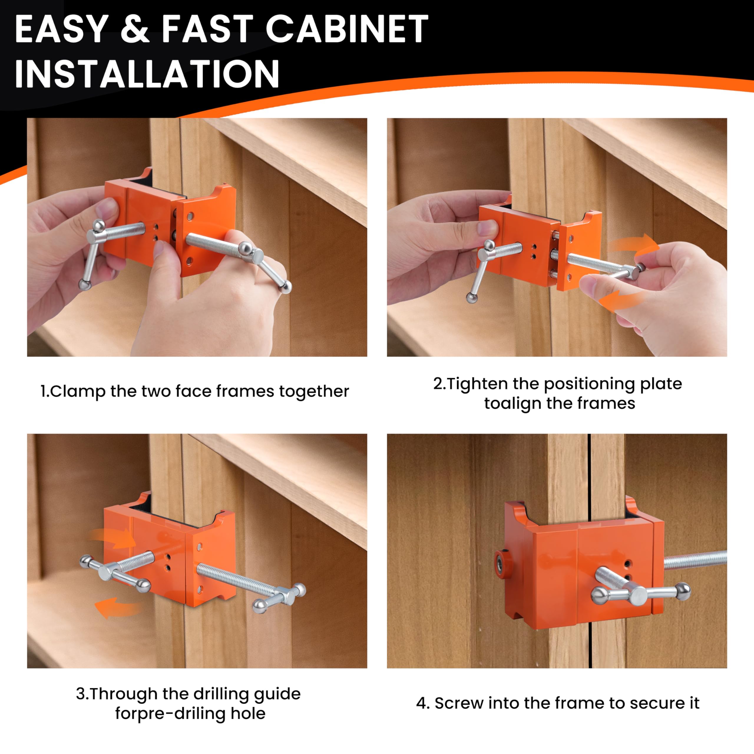 Cabinet Face Frame Clamps 3 + 1) C-Clamps, (2) Pony Cabinet Claw Face ...