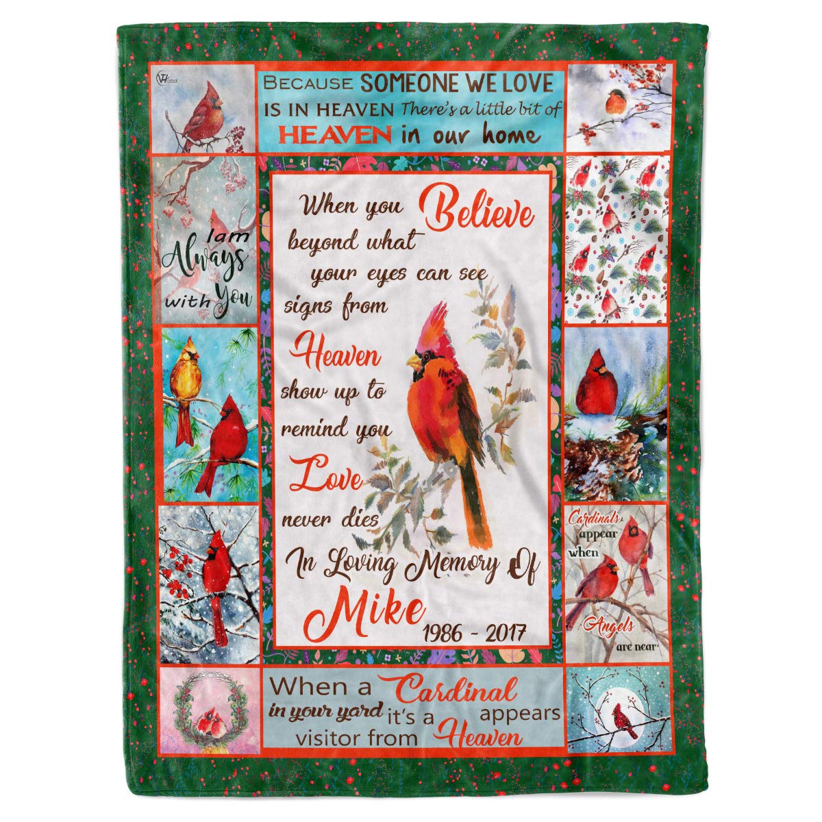 Buy Personalized Memorial Cardinal Appears Quilt Throw Blankets In ...
