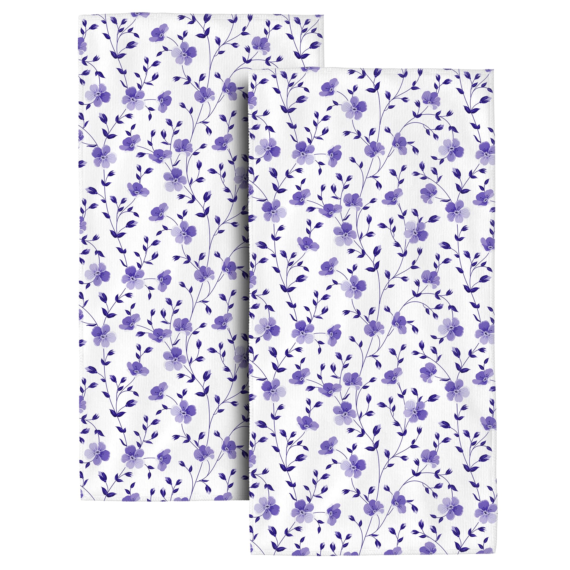 Amazon.com: Purple Flower Bath Hand Towels, Absorbent Purple Decorative ...