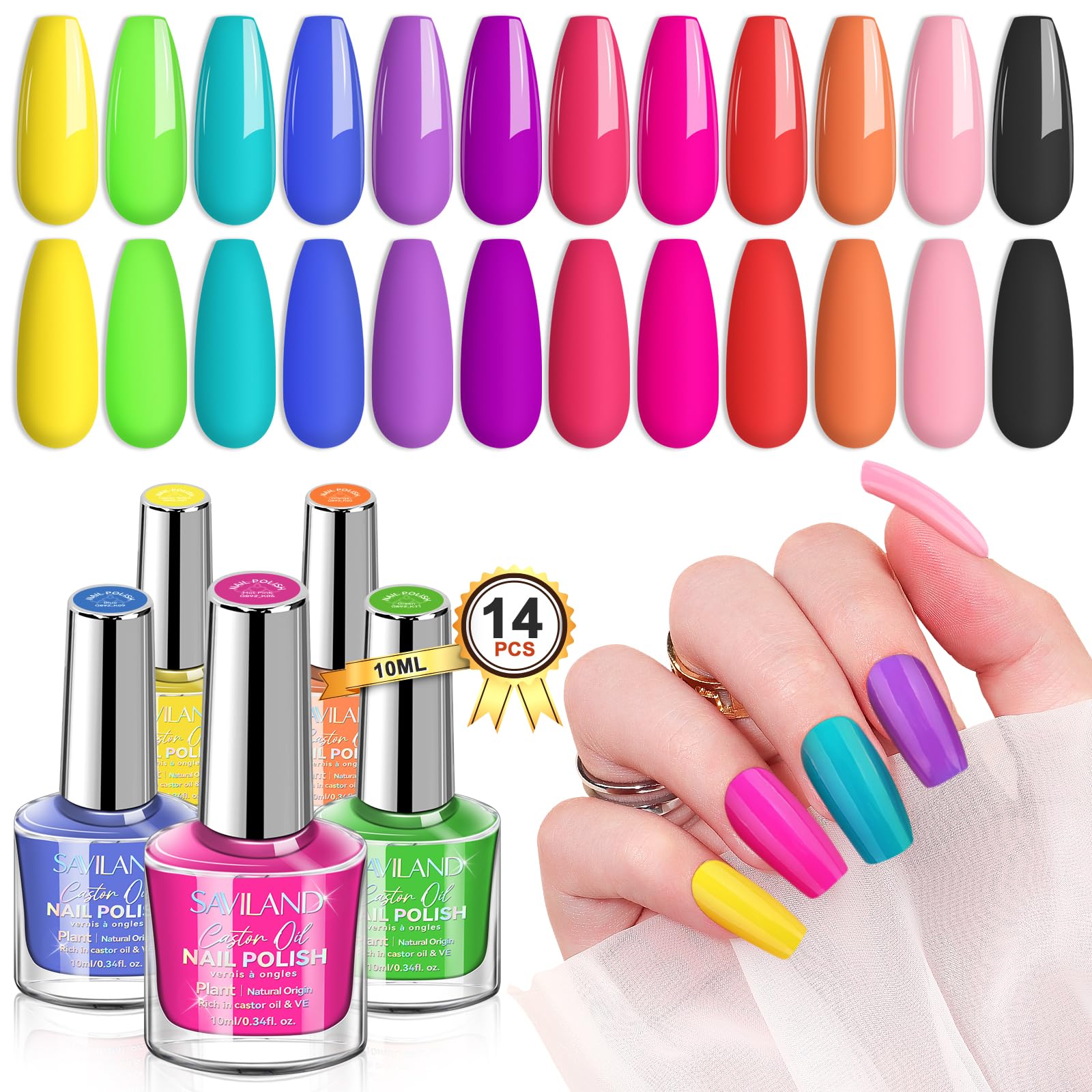 Amazon.com : SAVILAND Quick Dry Nail Polish Set: 12 Neon Green Bright ...
