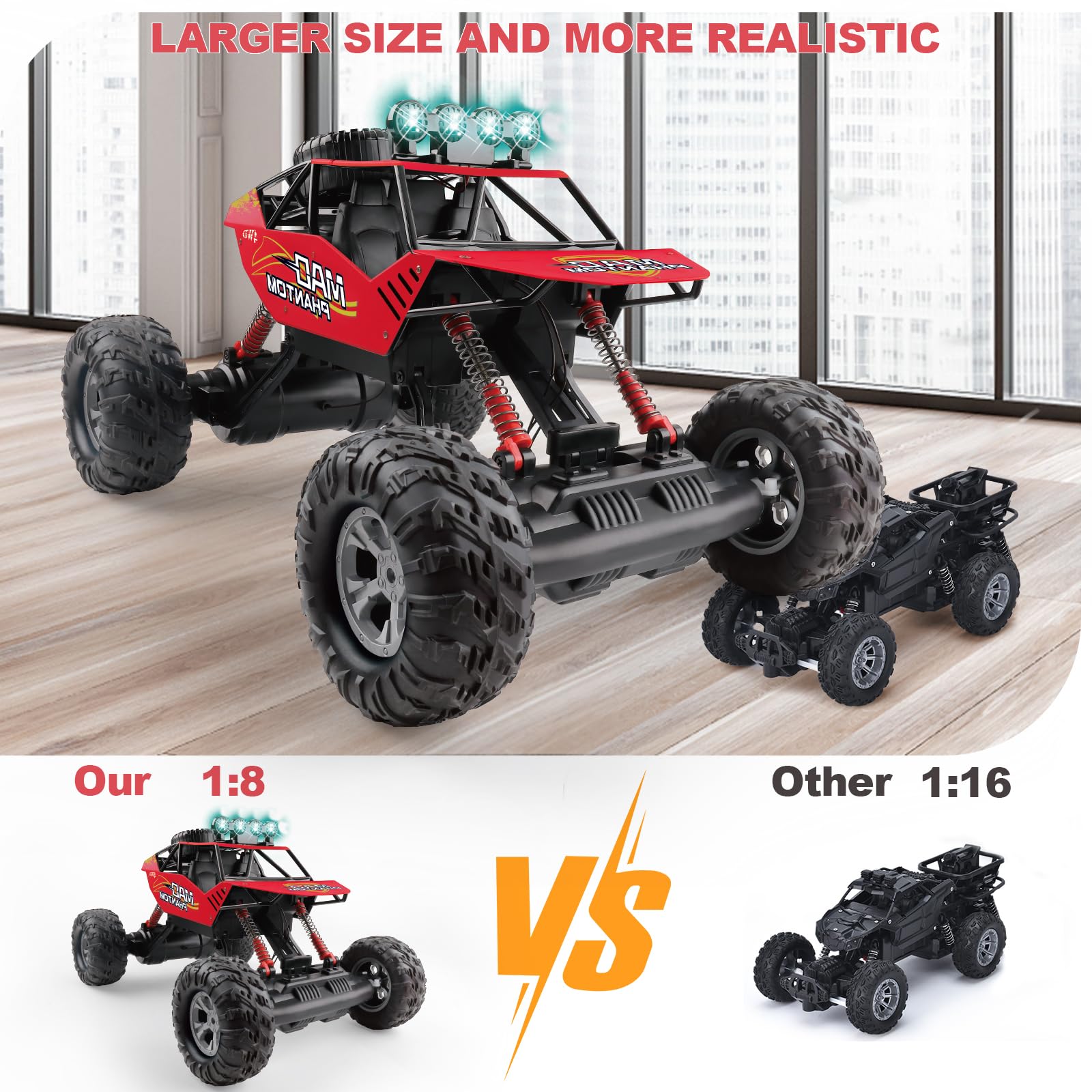 Hiitytin Large 1:8 Scale Remote Control Monster Truck for Adults Boys ...