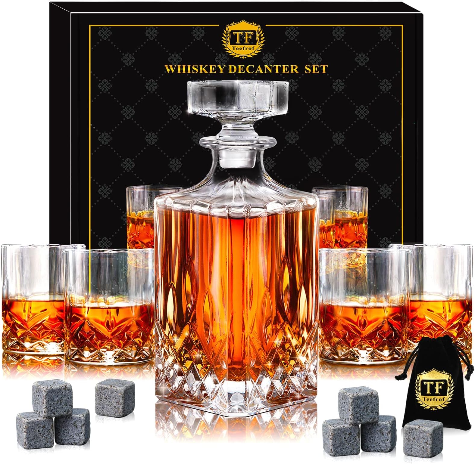 Amazon.com | Lefonte Whiskey Decanter set for Liquor Scotch Bourbon or ...