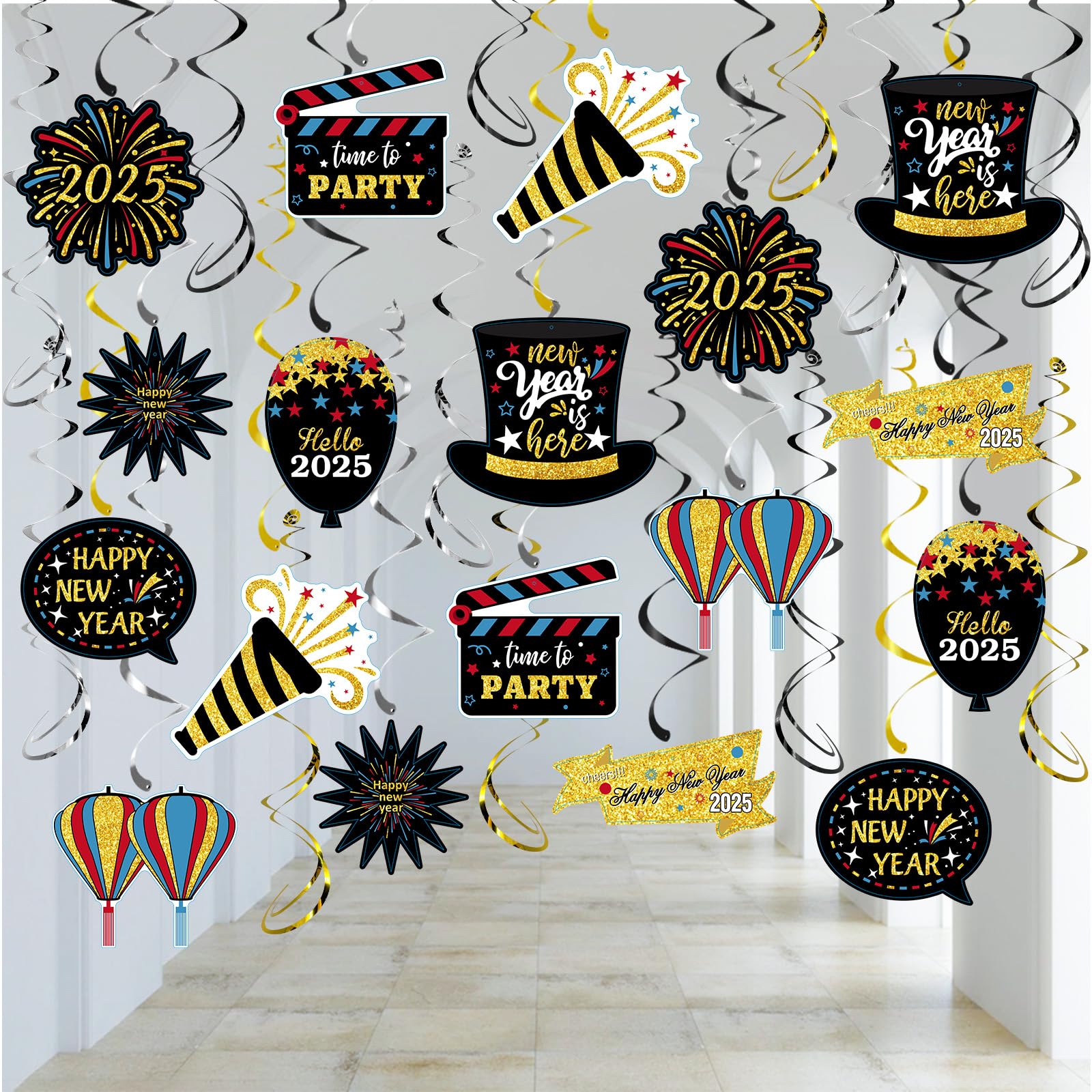 Amazon.com: 2025 Happy New Year Decor - 30 Pcs Happy New Year Hanging ...