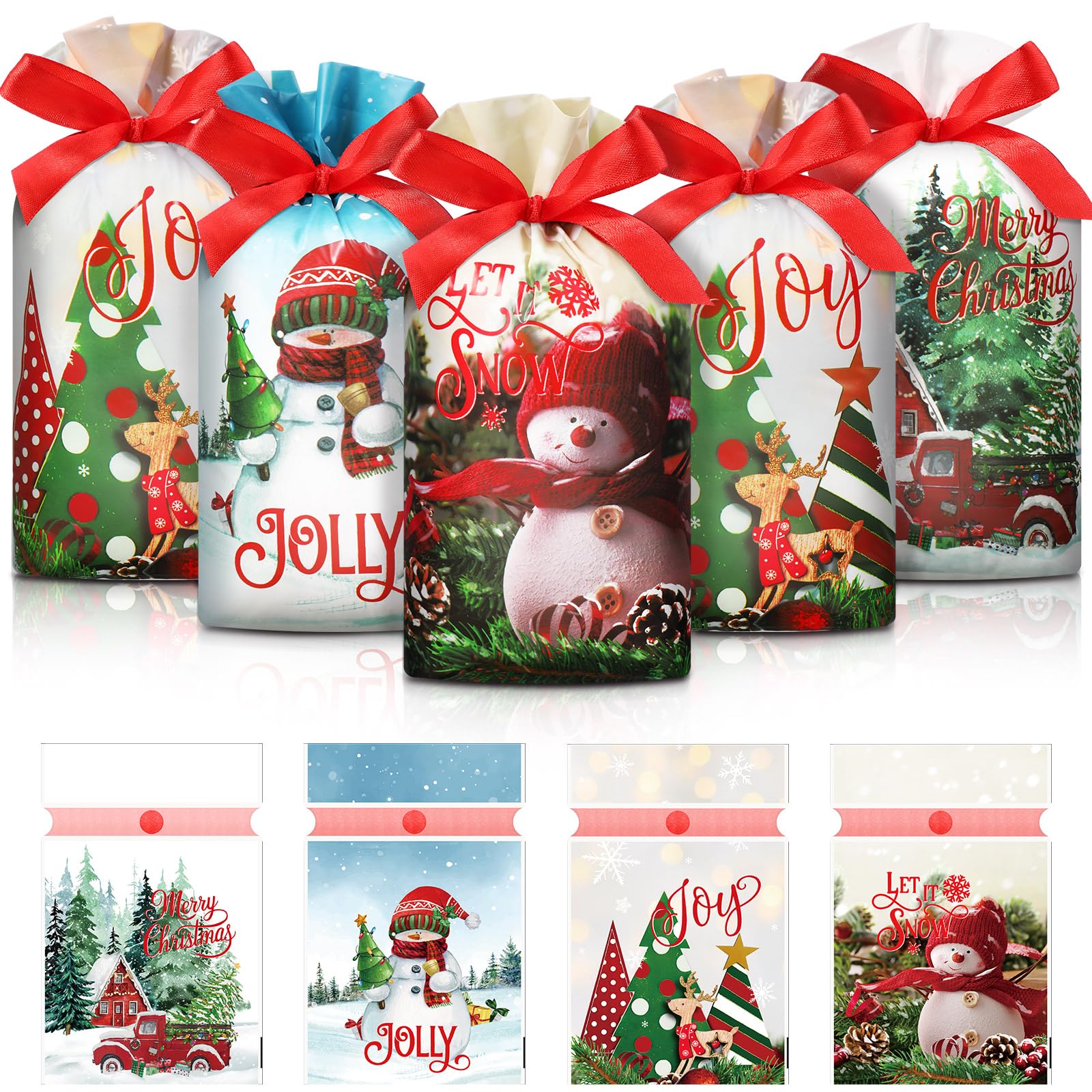 Amazon.com: Blosssound 48 Pcs Christmas Candy Treat Bags Plastic ...