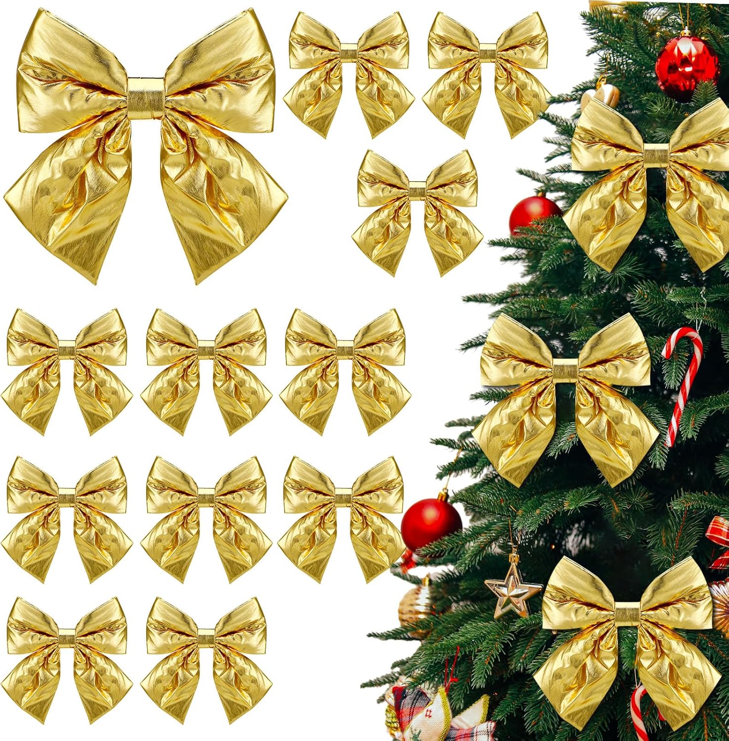 Amazon.com: Daifunli 12 Pcs 10 x 8 in Christmas Metallic Foil Fabric ...