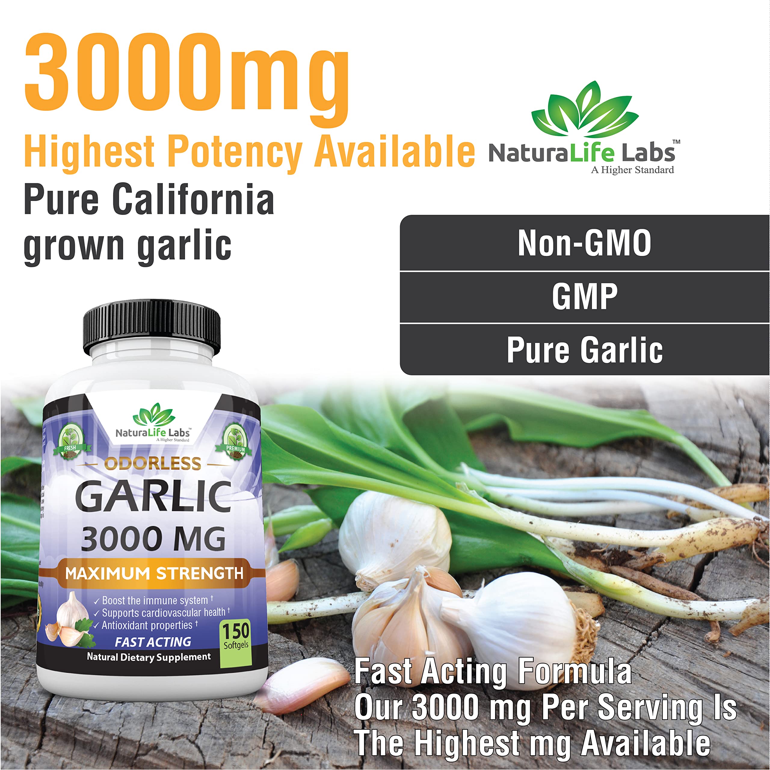 Snapklik.com : NaturaLife Labs A Higher Standard Odorless Garlic 3000 ...