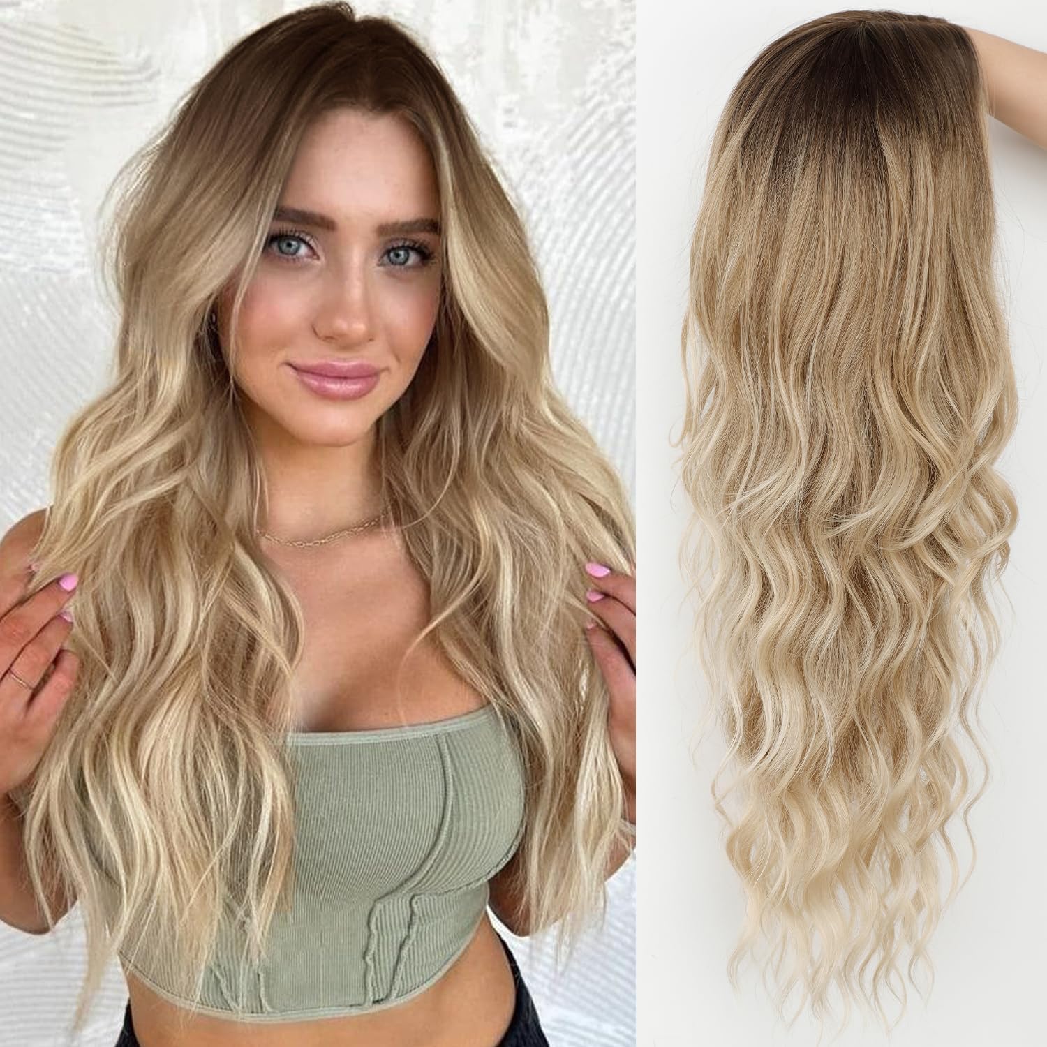 Amazon.com : AISI HAIR Blonde Wig for Women, 26 Inch Long Wavy Lace ...