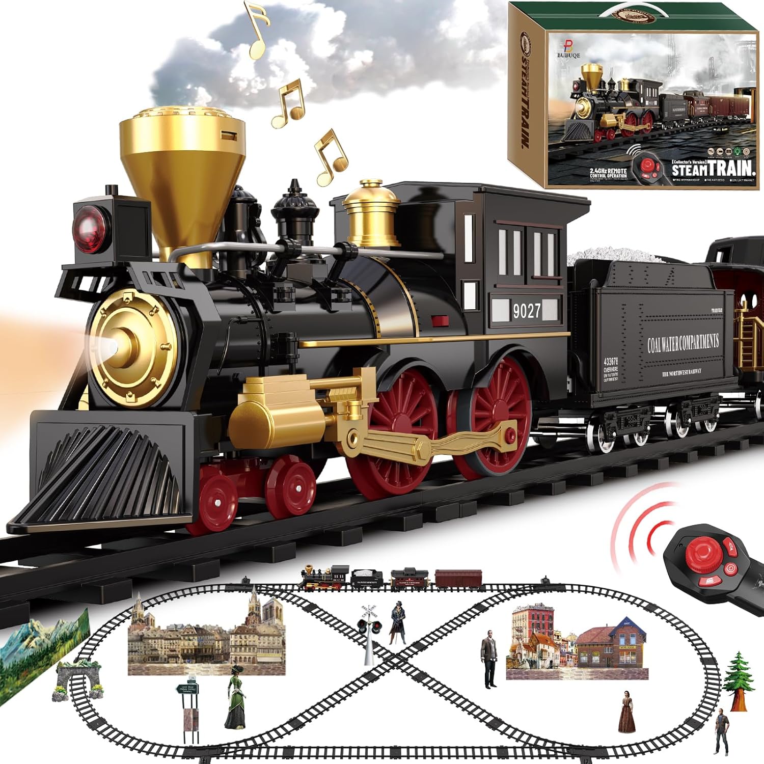 Amazon.com: Train Set for Kids Remote Control Train Toys w/Steam ...