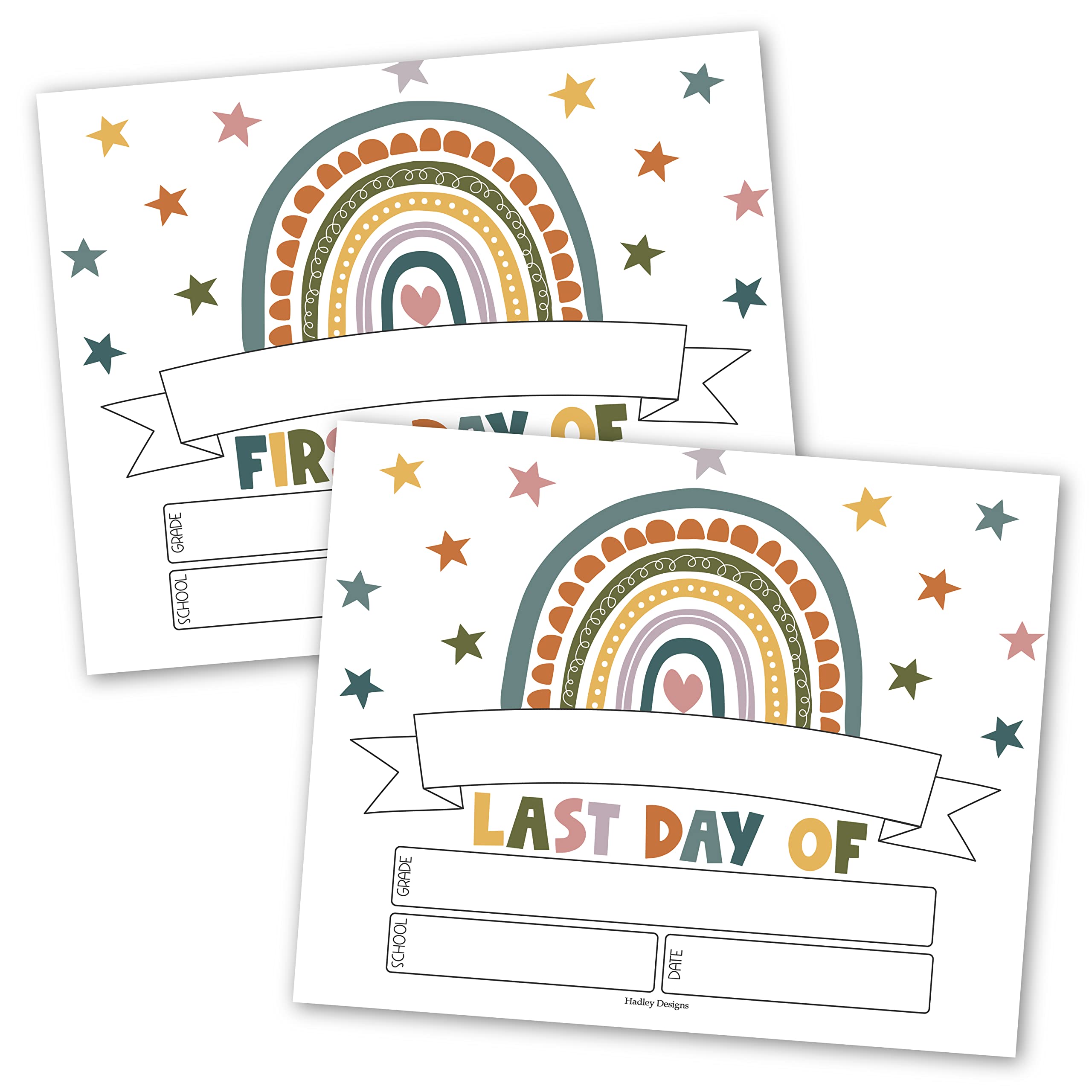 Buy 10 Boho Chalk Board Back to School Signs First and Last Day of ...