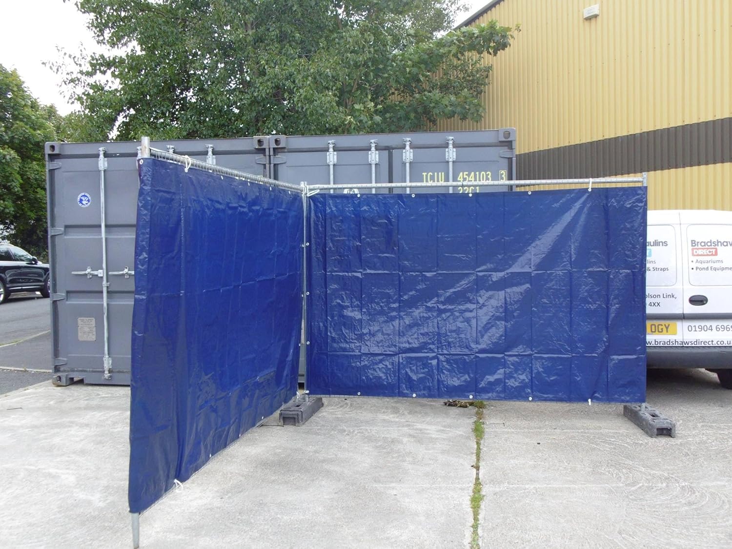 Blue Fence Tarp 1.76m x 3.41m covering HERAS and other types of fencing ...