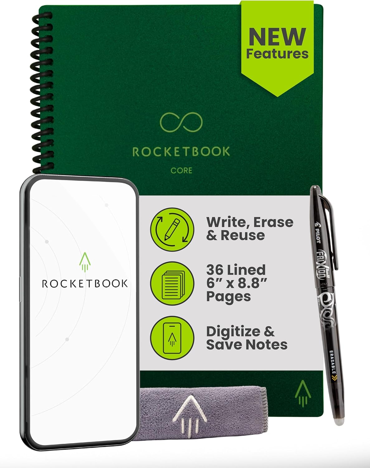 Amazon.com : Rocketbook New Core Reusable Spiral Notebook, Executive ...