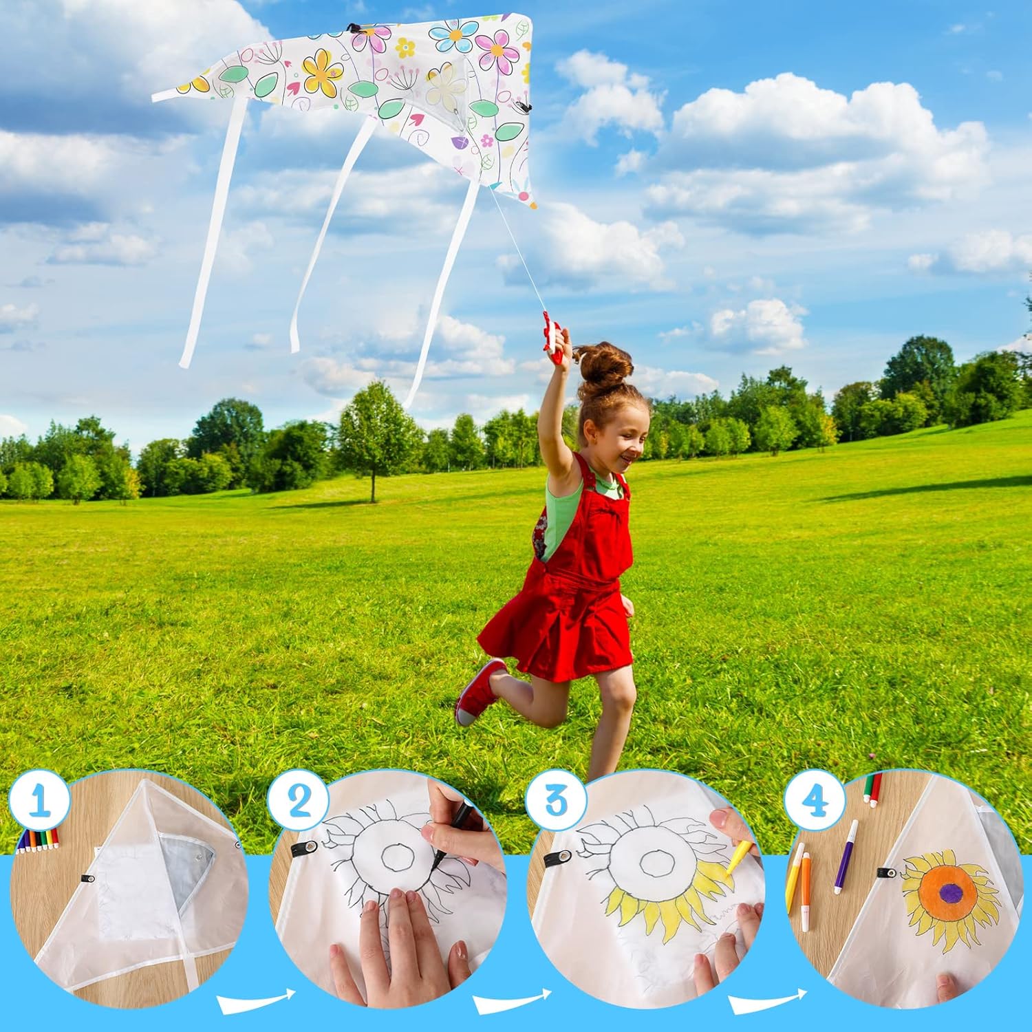 Honoson 20 Pieces DIY Blank Kite with Watercolor Pens and String 20 ...