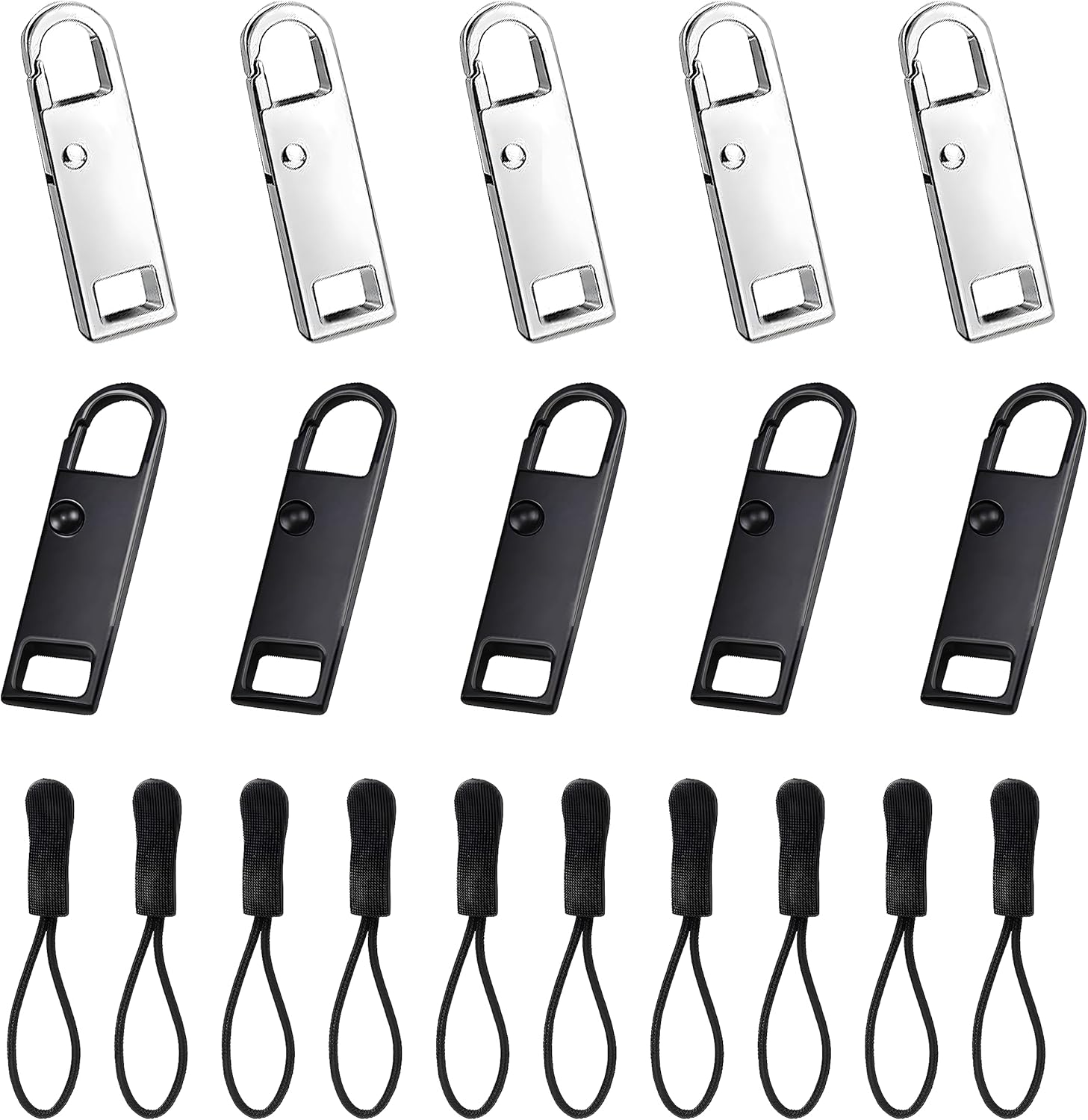 Juasky Zipper Pull Replacement Metal Zipper Gripper Mend Fix Zipper ...