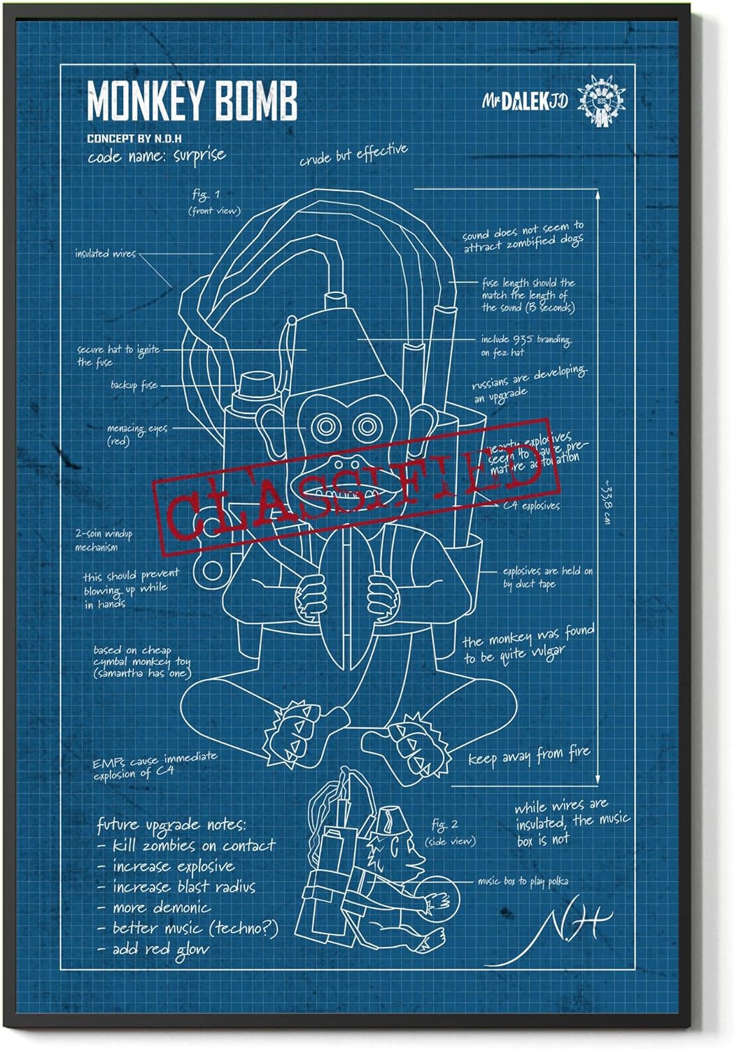 Amazon.com: Monkey Bomb Patent Call Zombies Duty Blueprints Weapon Cod ...