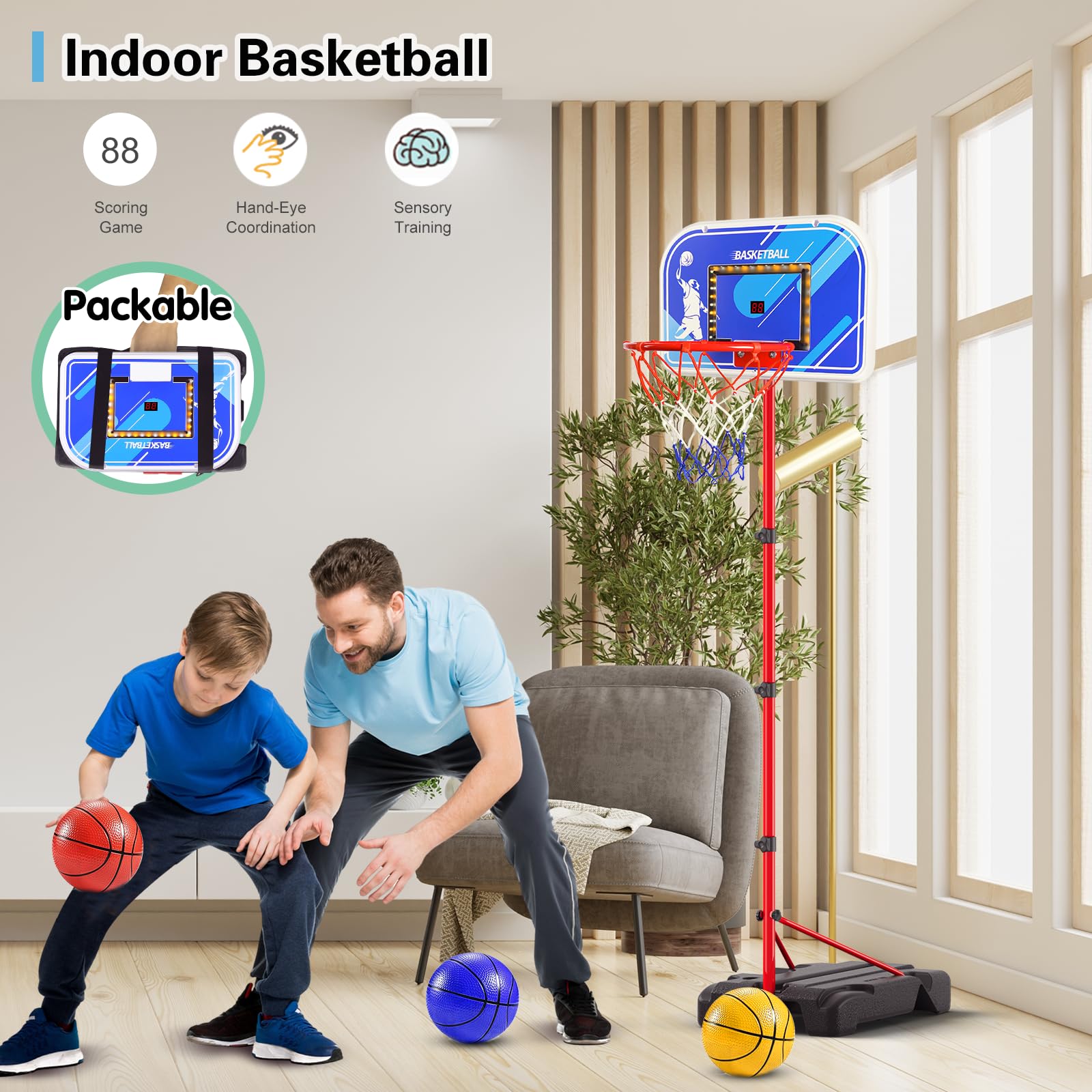 Kids Basketball Hoop Awsoo Mini Basketball Hoop With Light Bar - Fun ...