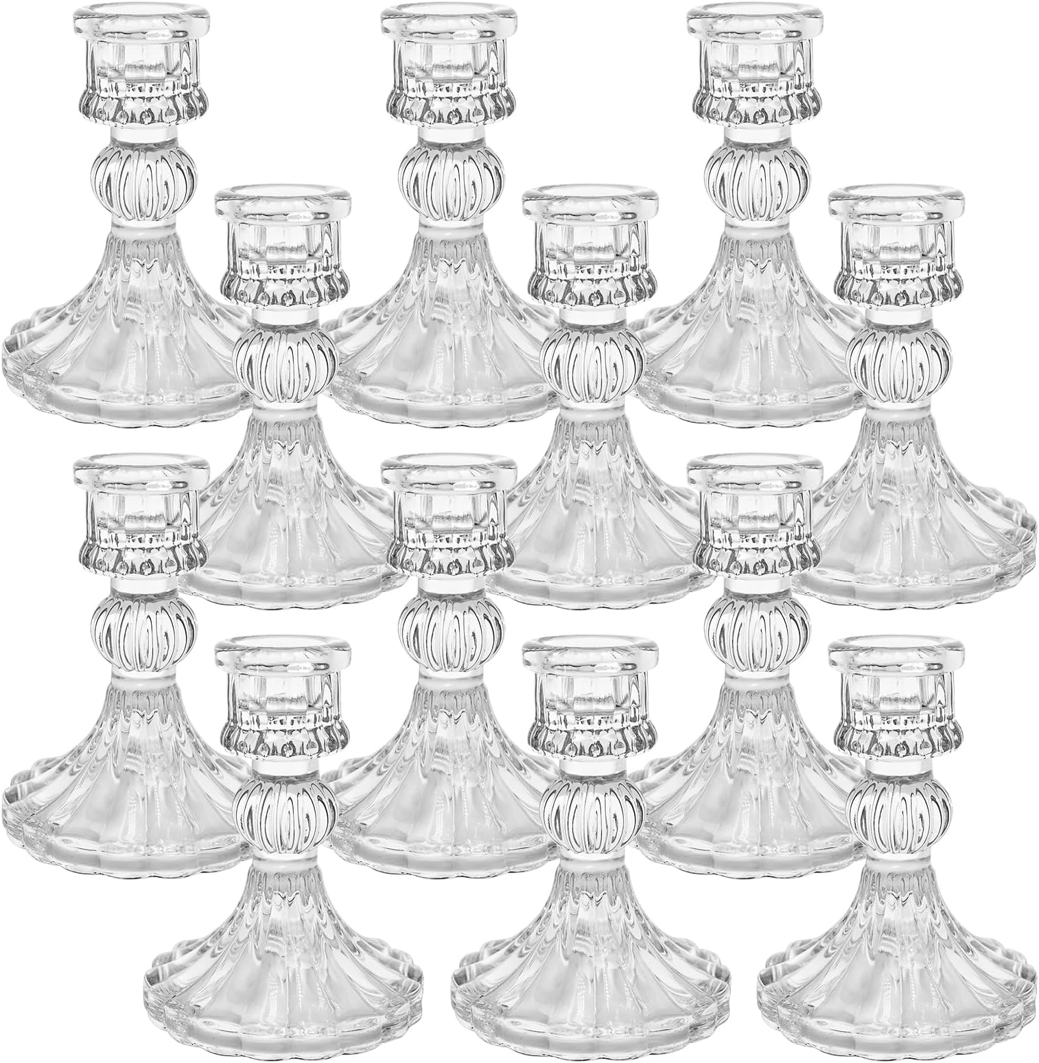 Amazon.com: Sudifor 12 Pack Glass Candlestick Holders- Clear Taper ...