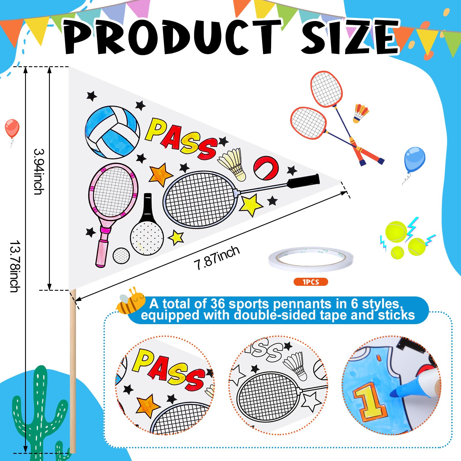 Pennant Flags Humyoun 36 Packs Color Your Own First Day Flag DIY 2026 ...