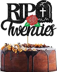 Rip Twenties Cake Topper Decorations for Women Men Glitter Black to My ...