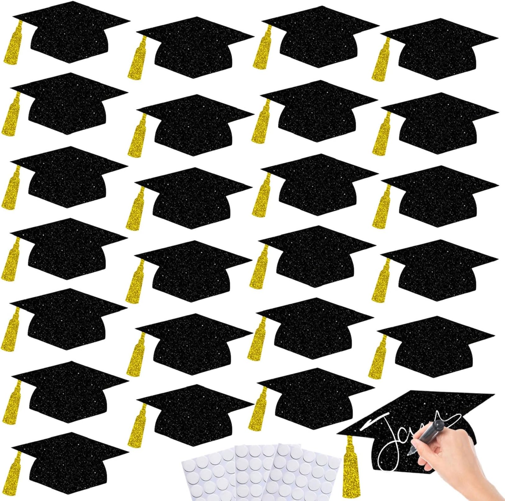 Amazon.com: 50Pcs Graduation Cutouts Tags Decorations Glitter Grad Caps ...