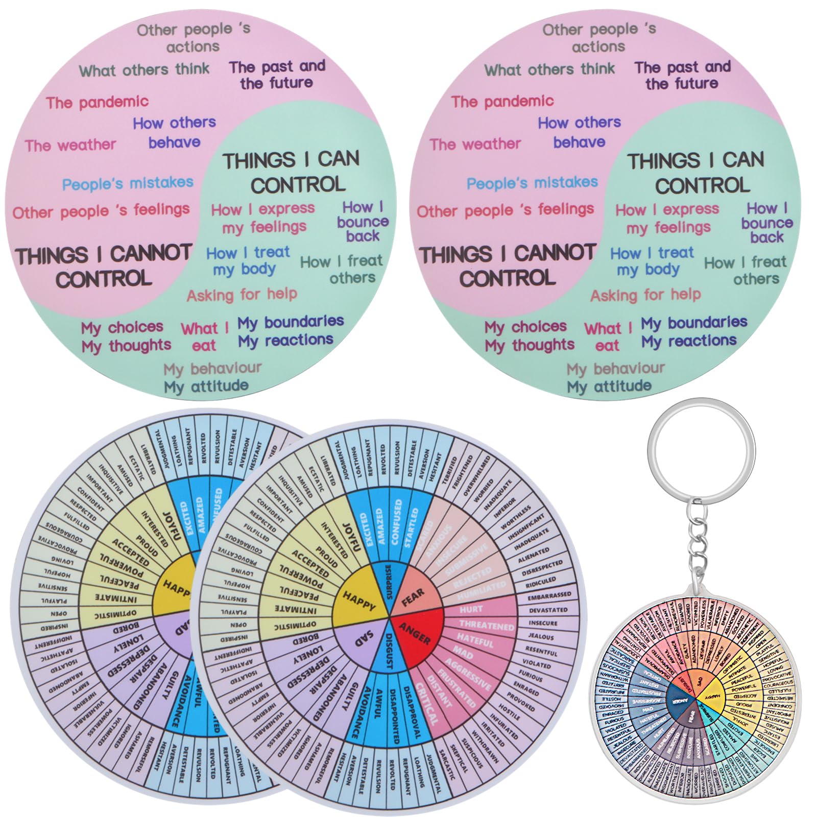 Amazon.com : 5pcs Feelings Wheel Magnetic Stickers Therapy Emotion ...