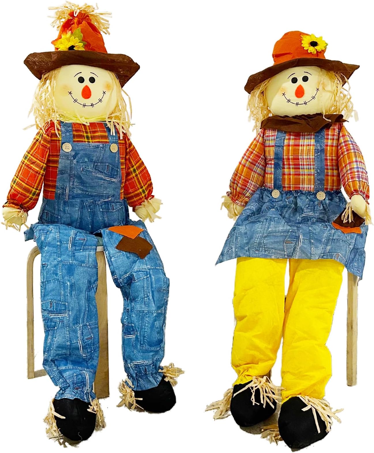 Amazon.com: RZ Express Studios 63" Large Sitting Scarecrow Fall Harvest ...