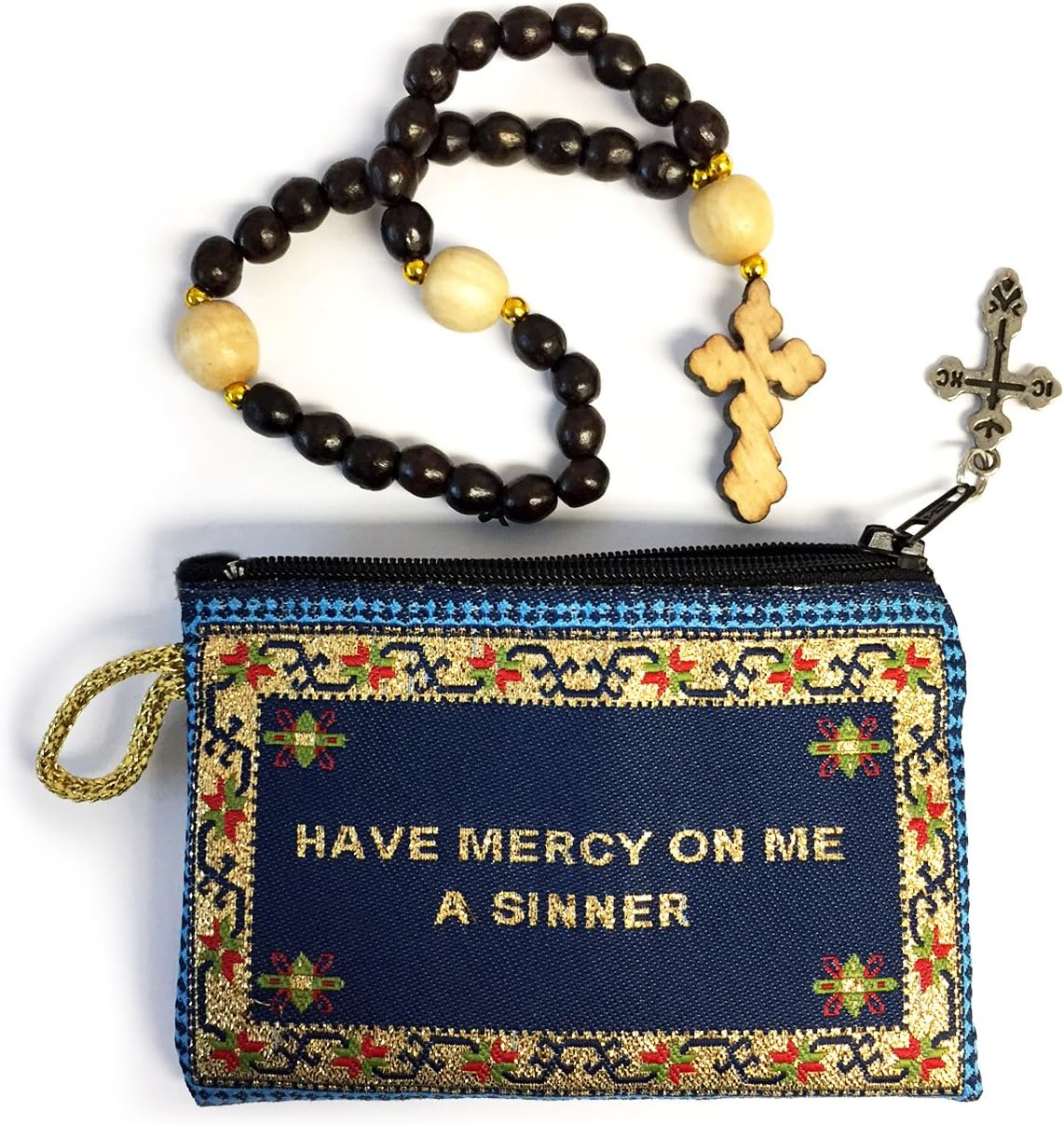 Amazon.com: Religious Gifts Wooden 30 Knots Prayer Beads with Tapestry ...