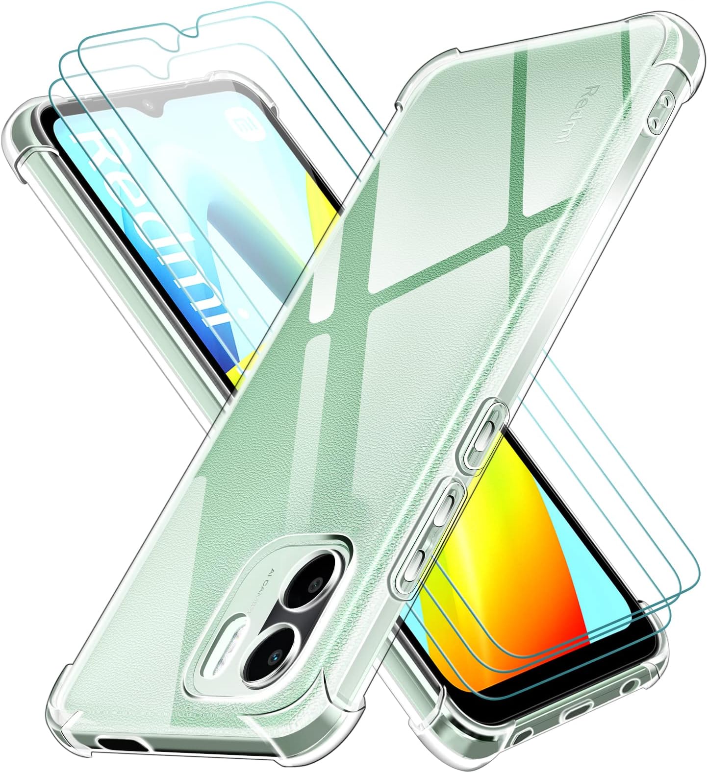 ivoler Klar Hülle für Xiaomi Redmi A2 / Redmi A1 mit 3 Stück Panzer ...