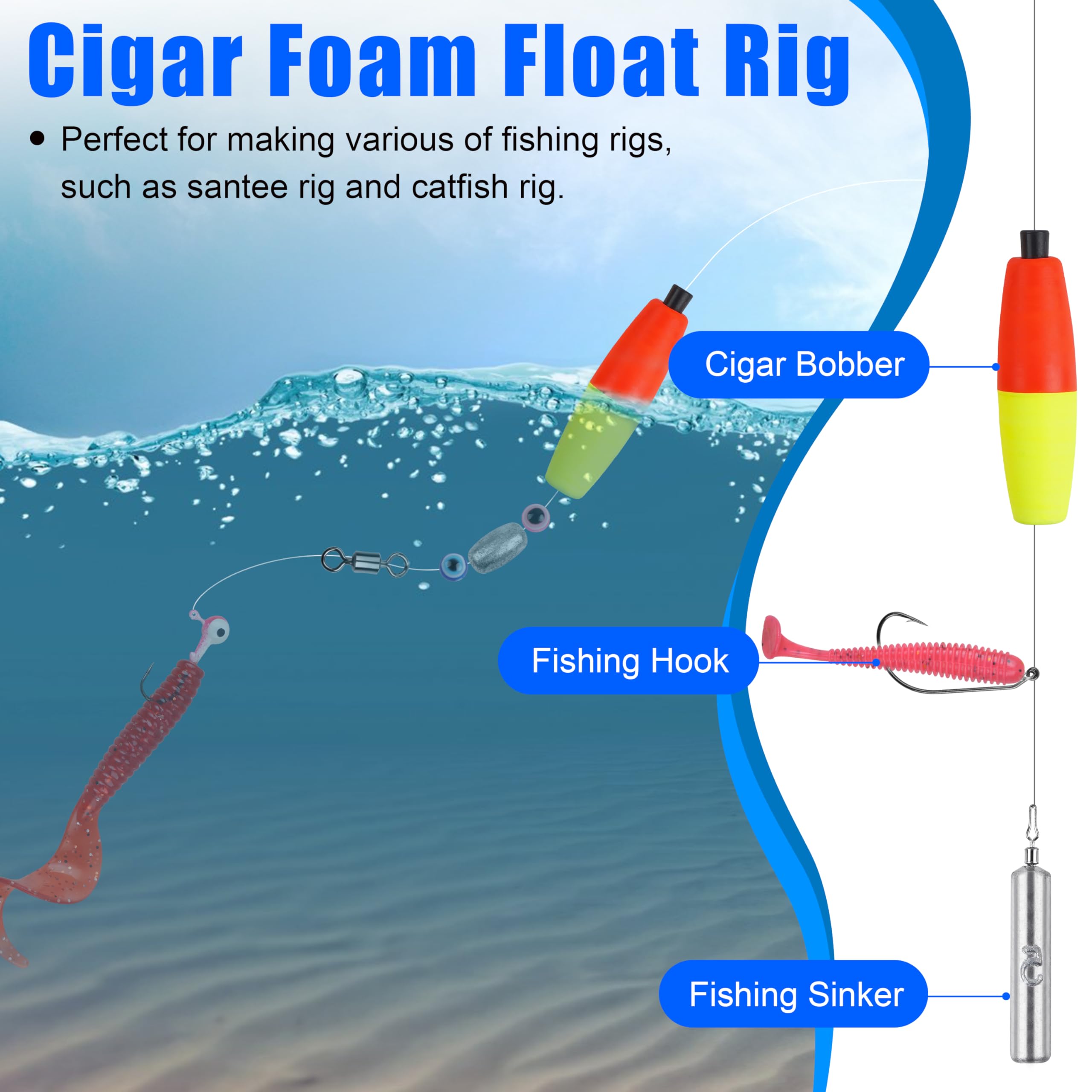Snapklik.com : SILANON Peg Floats Fishing Bobbers,Foam Cigar Fishing ...