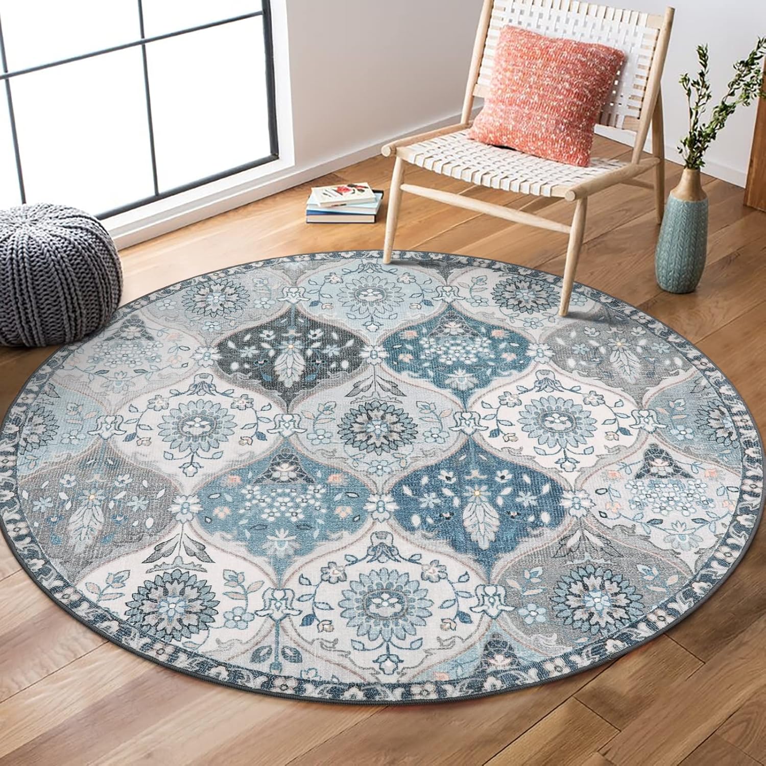 Amazon.com: Lahome Moroccan Trellis Round Area Rugs, Washable Small ...