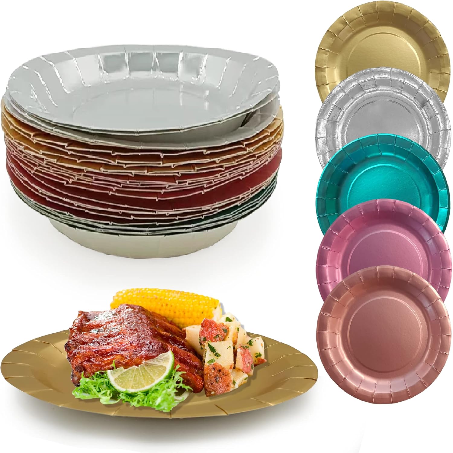 Amazon.com: KEEPARTY 25 PCS 9" Disposable Paper Plates Colorful Paper ...