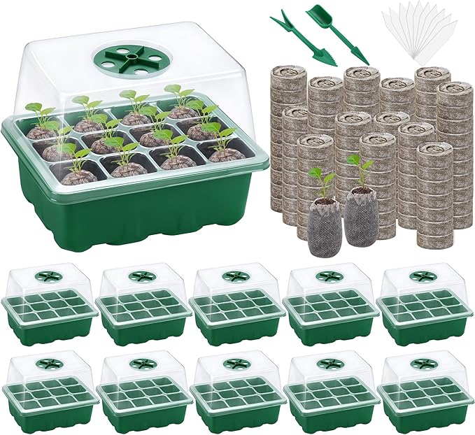 Amazon.com : Hahood 10 Sets Seed Starter Tray Kit Seed Starter Trays ...