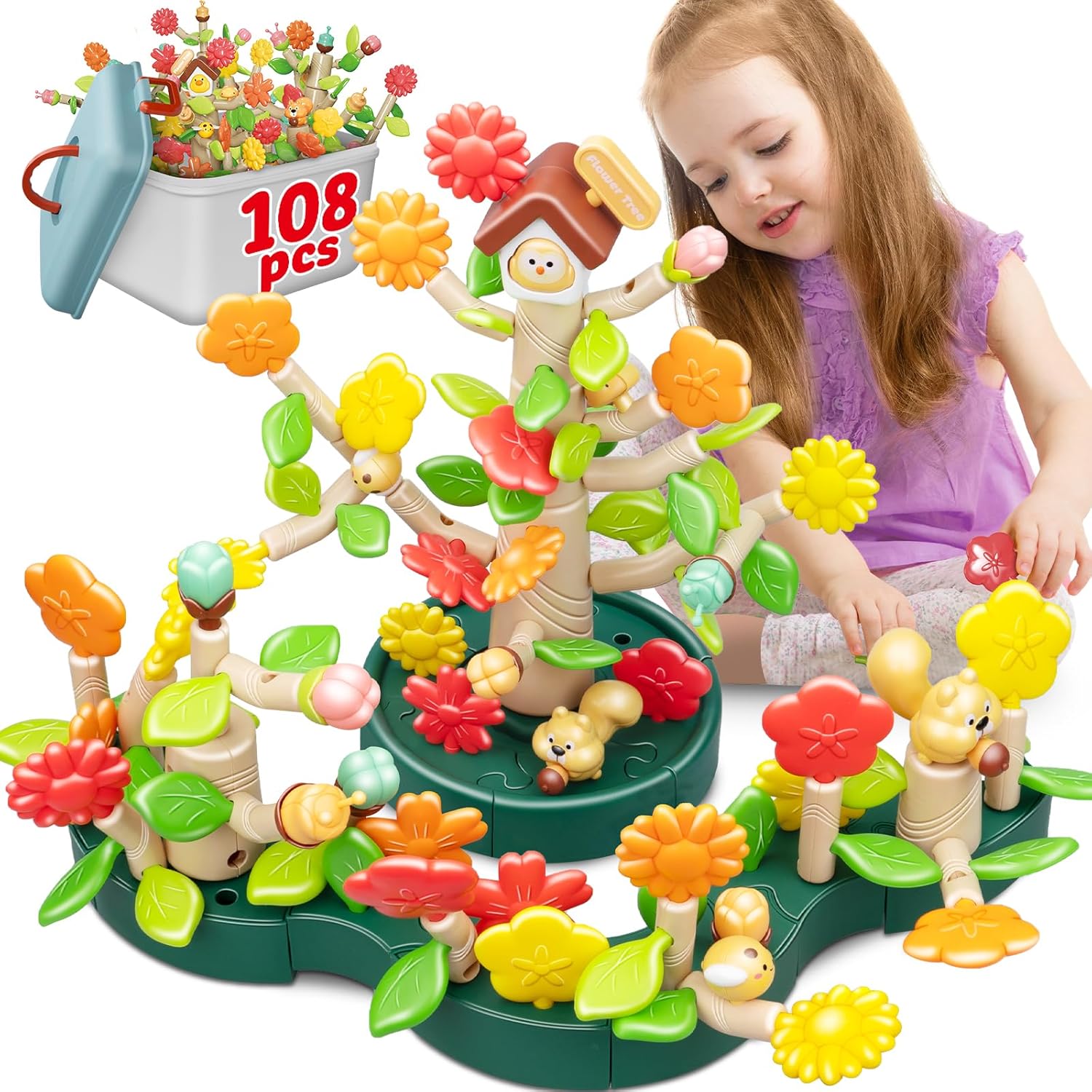 Amazon.com: Flower Garden Building Toys for Girls for Girls 3 4 5 6 7 8 ...