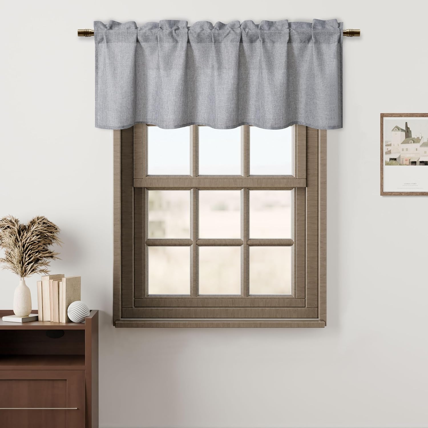 Amazon.com: Hiasan Light Grey Valance Curtains Light Filtering Rod ...