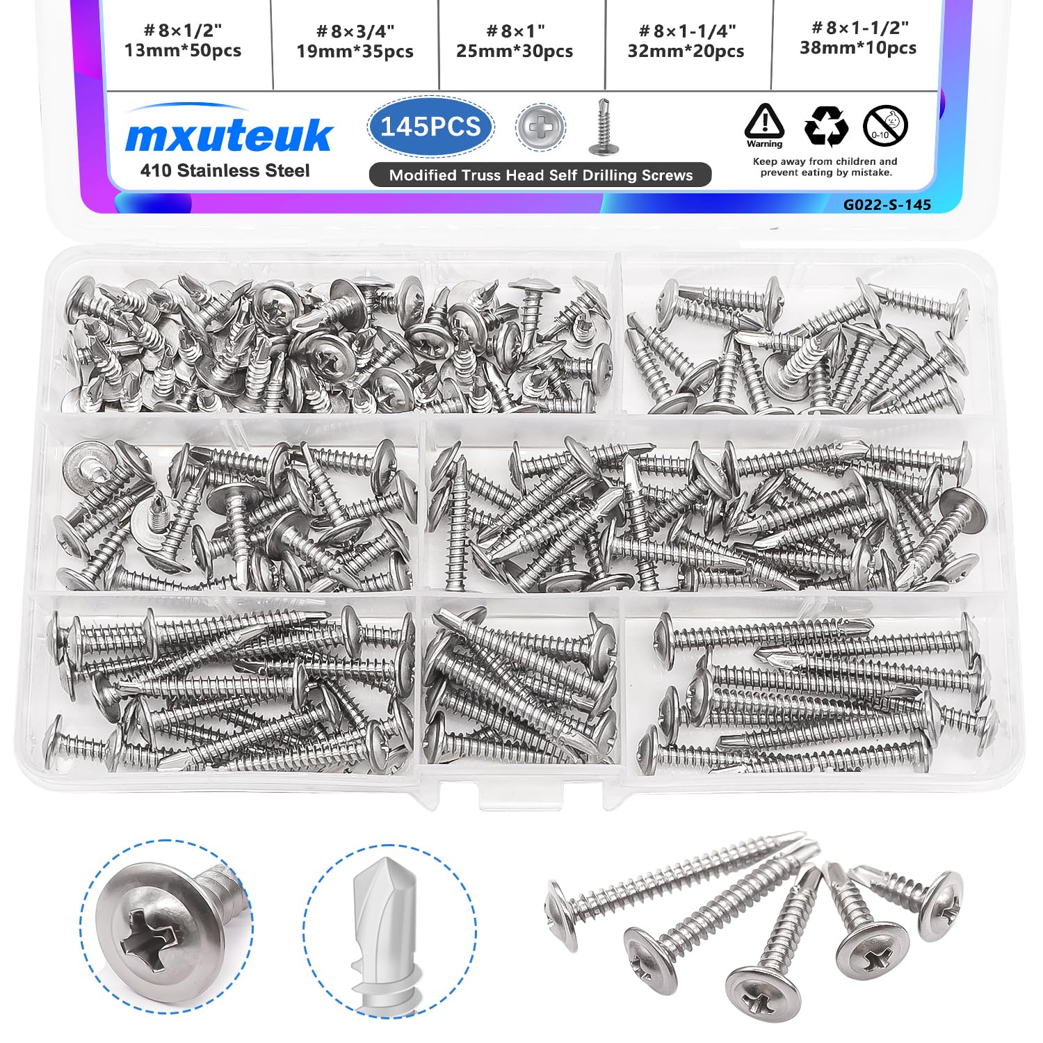 Snapklik.com : Mxuteuk 410 Stainless Steel Self Tapping Screws For ...