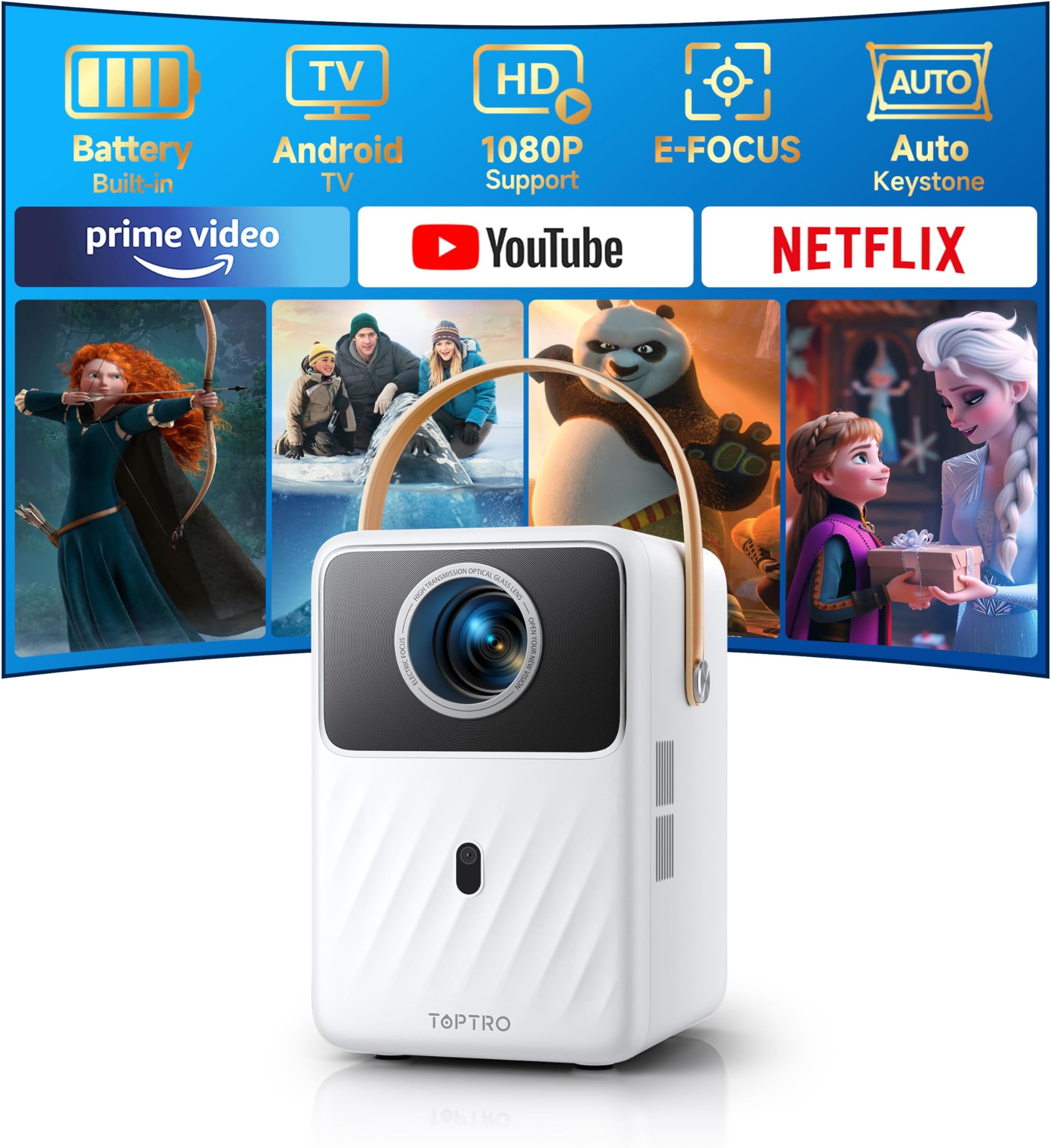 Amazon.com: Mini Projector Battery Powered with Bluetooth - Native HD ...