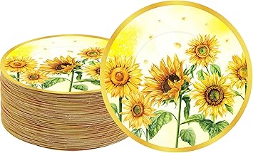 Amazon.com: 50Pcs Sunflower Birthday Party Supplies Sunflower Paper ...