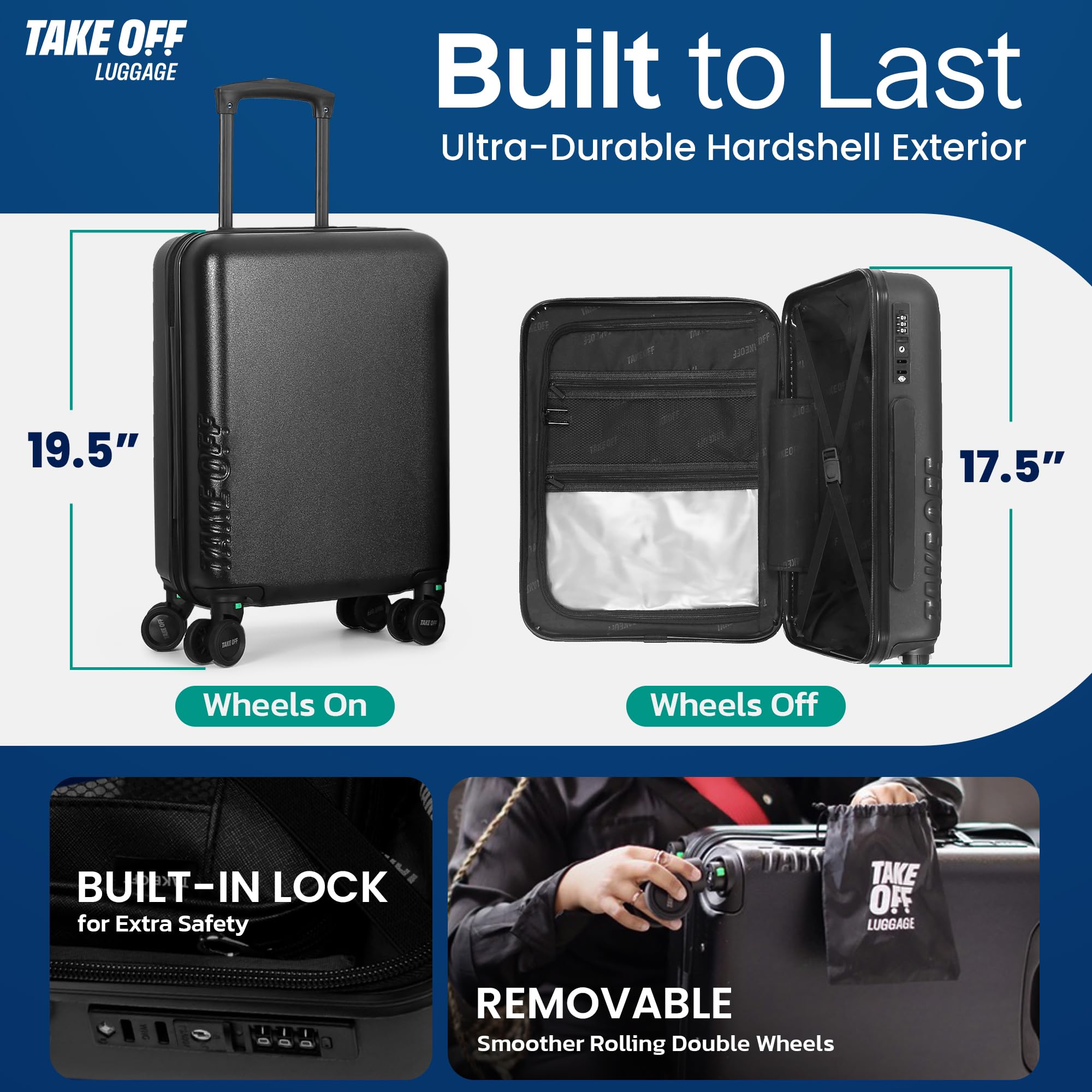 Snapklik.com : Take OFF Luggage Personal Item Suitcase 3.0 Small Carry ...