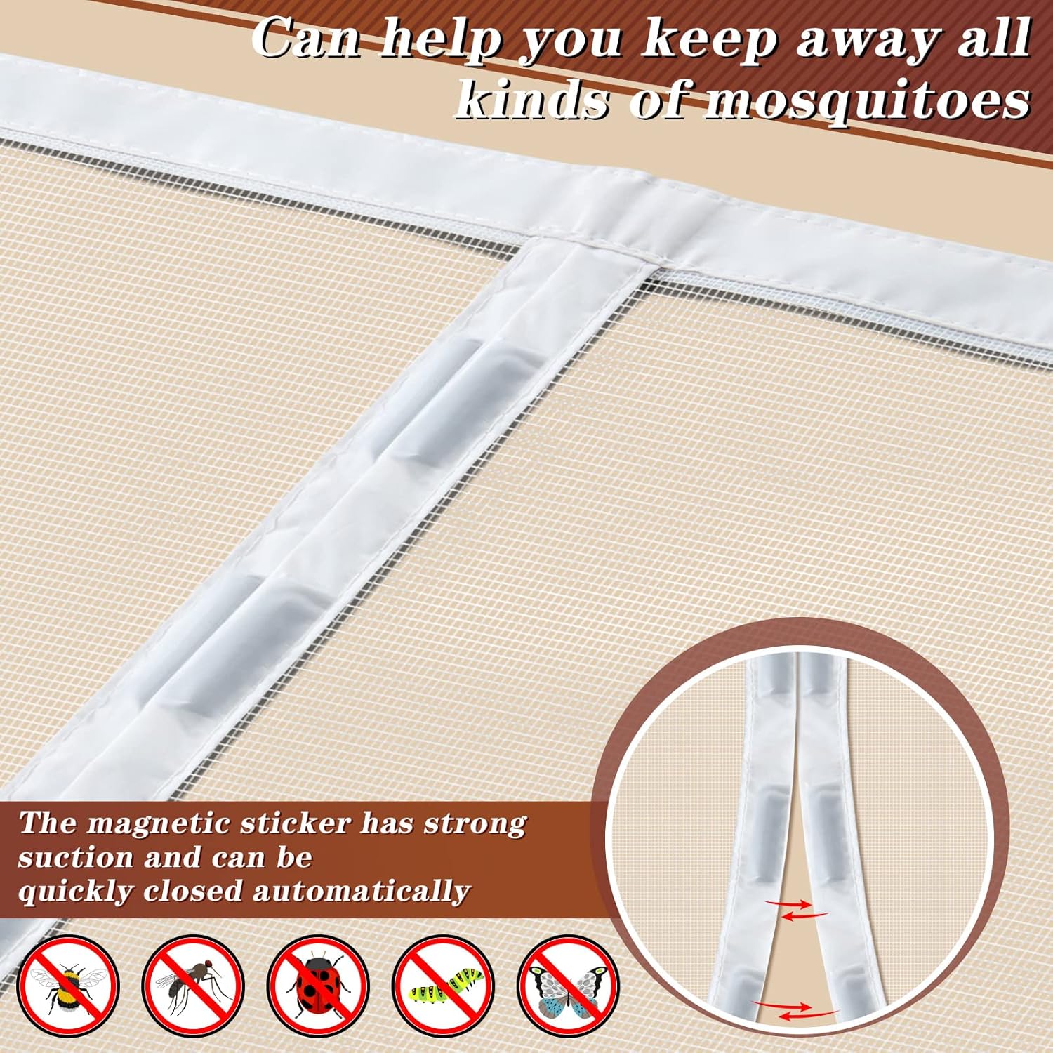 Magnetic Fly Screen Door Window Fly Screens Mesh 188 x 206 cm Double ...