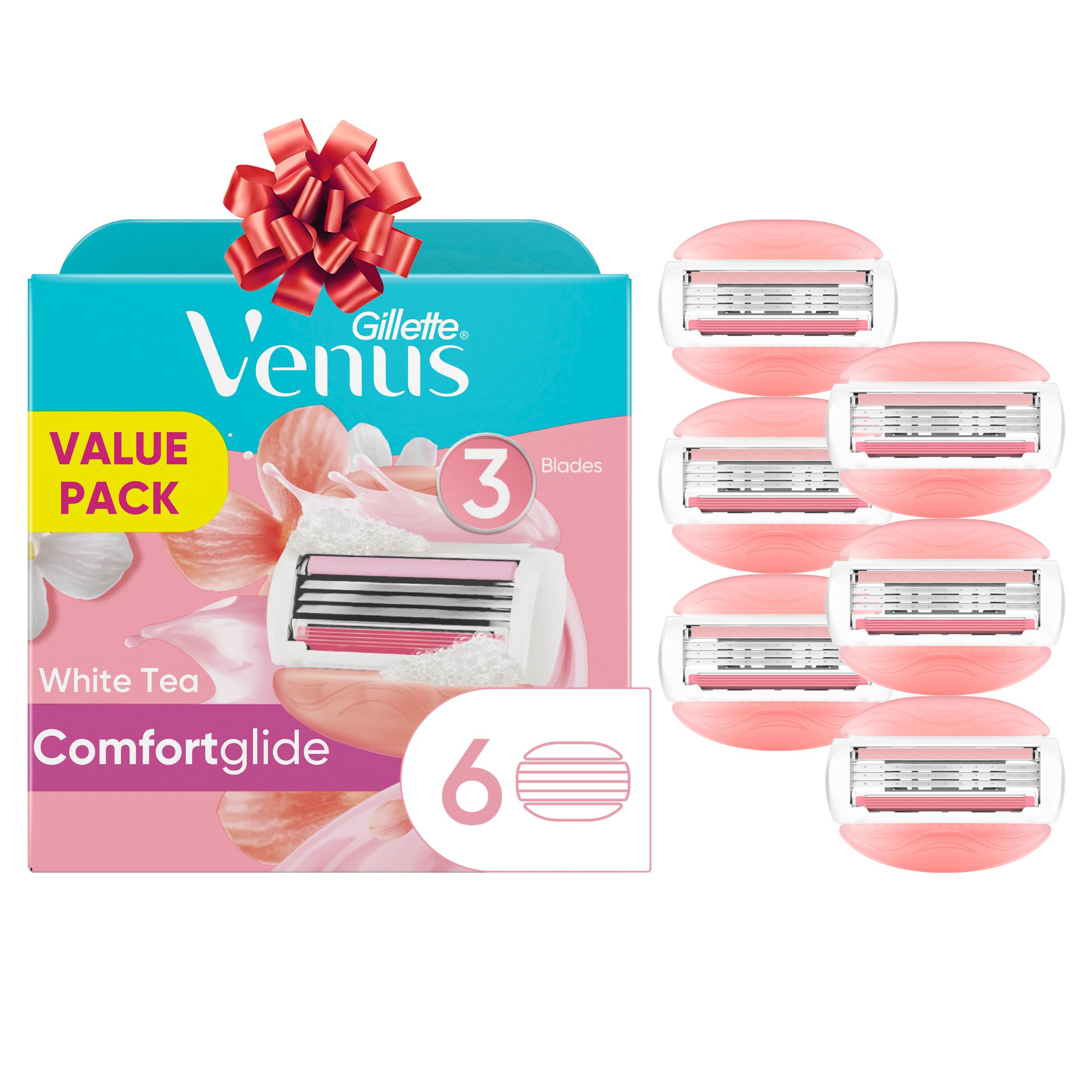 Gillette Venus ComfortGlide Womens Razor Blade Refills, 6 Count, White ...