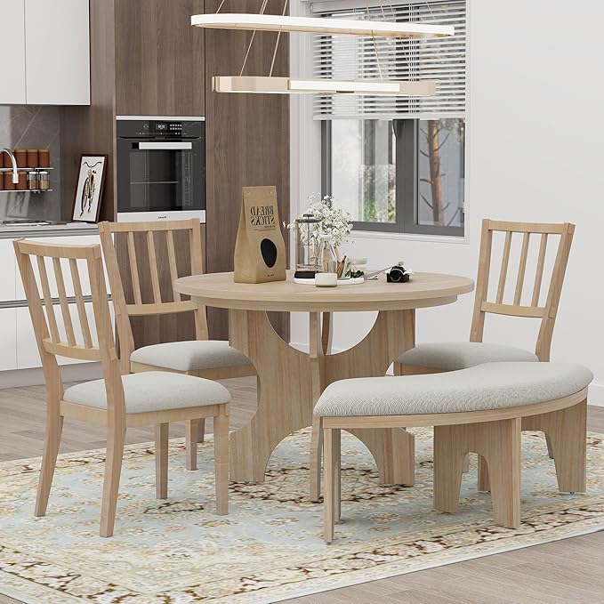 Amazon.com - Merax Farmhouse 5 Piece Kitchen Dining Room Table Set with ...