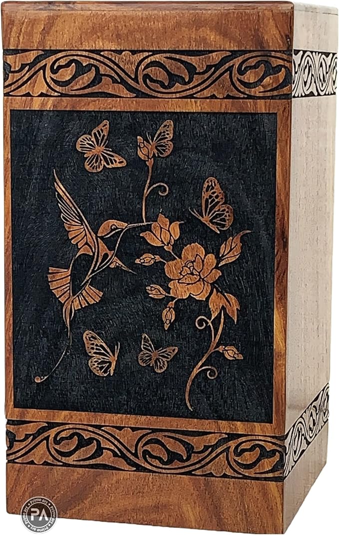 Amazon.com: Wooden urn box for ashes Humming bird Wooden Box Cremation ...